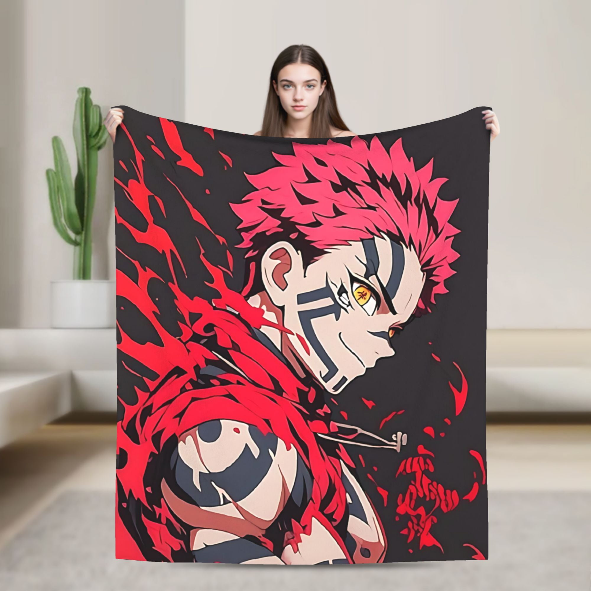 Demon Slayer Upper Rank Three Akaza Anime Blanket - Soft Flannel Throw ...