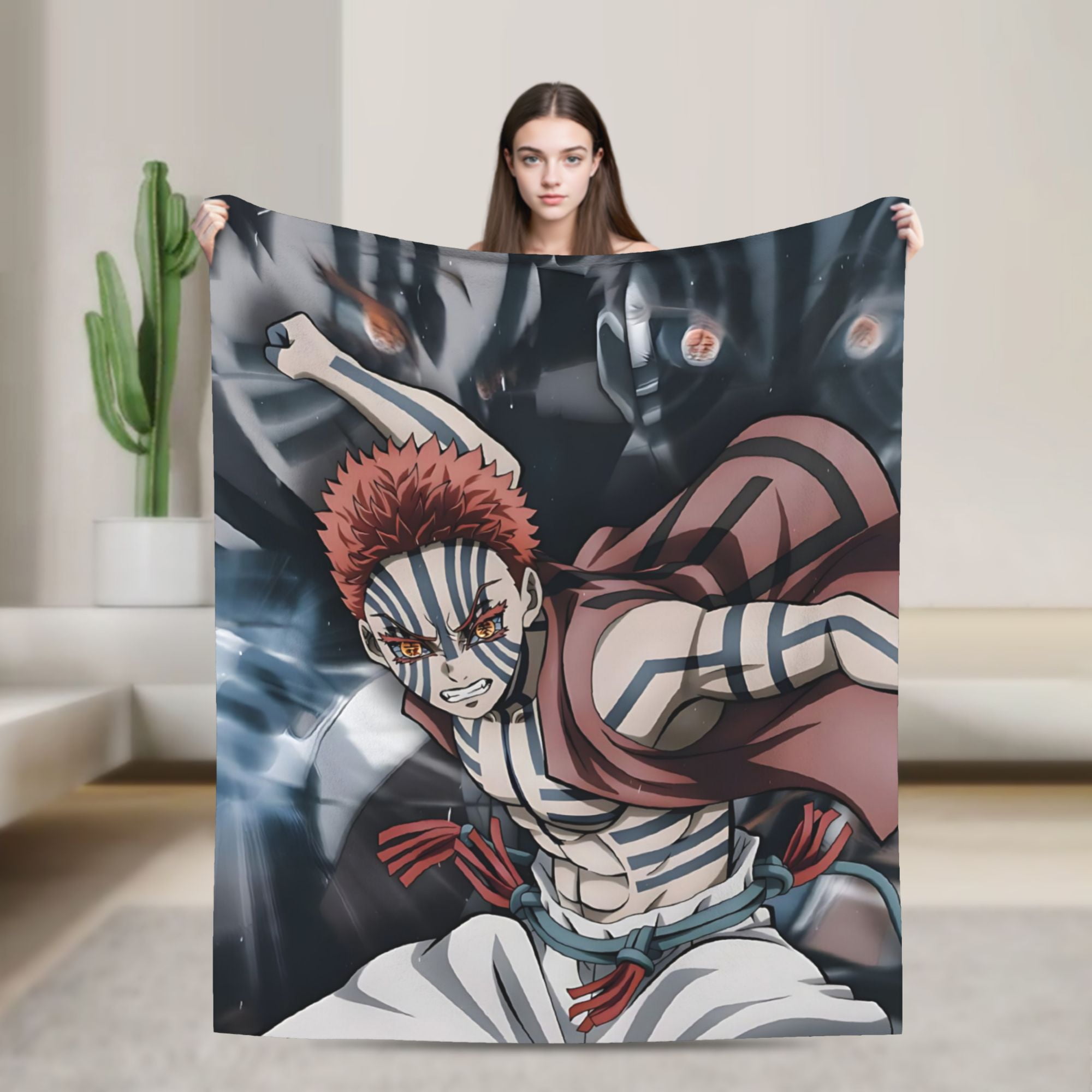 Demon Slayer Upper Rank Three Akaza Anime Blanket - Soft Flannel Throw ...