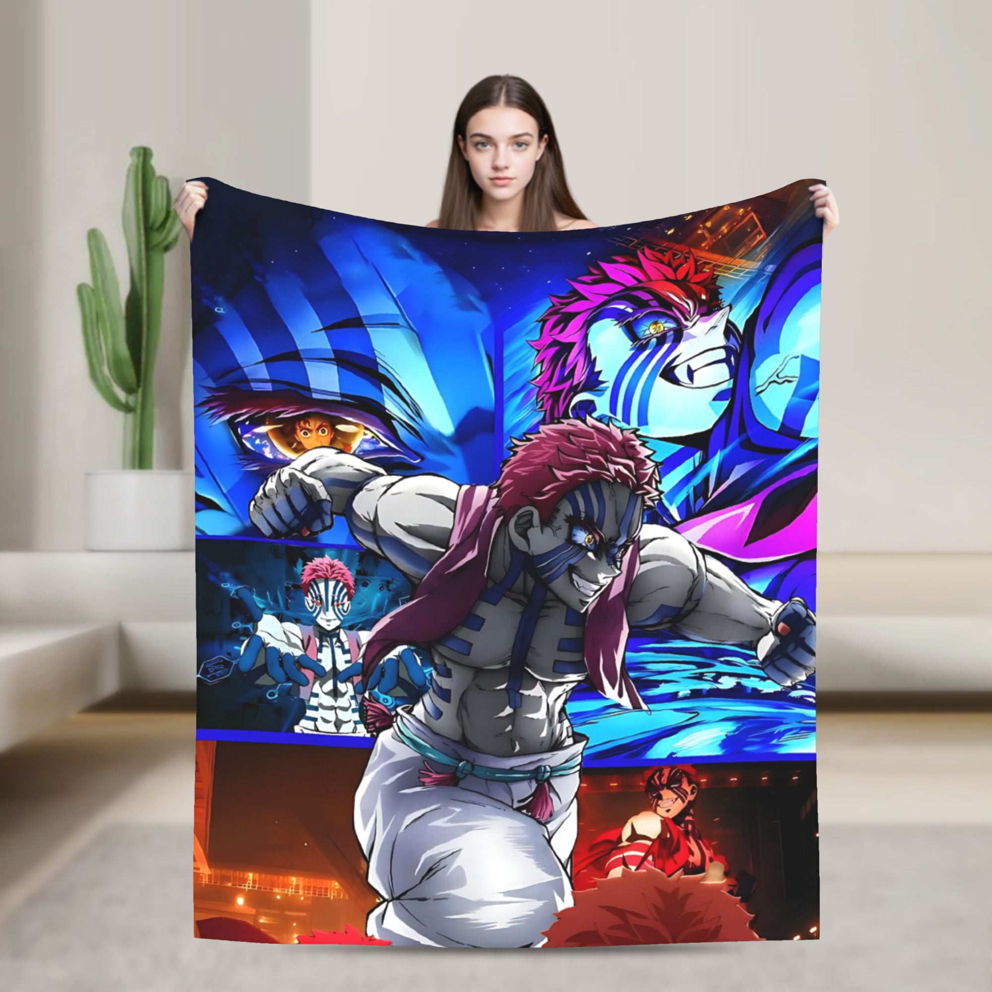 Demon Slayer Upper Rank Three Akaza Anime Blanket - Soft Flannel Throw ...