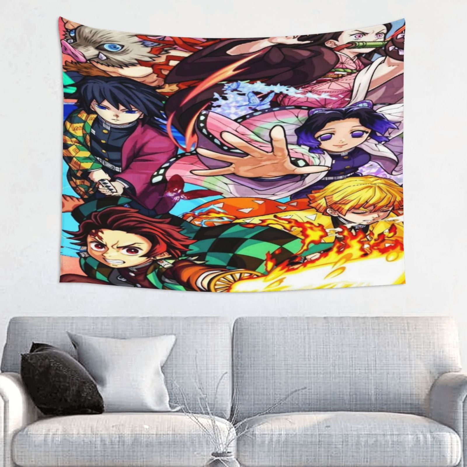 Demon Slayer Wall Tapestry Cartoon Poster for Bedroom Aesthetics Funny ...