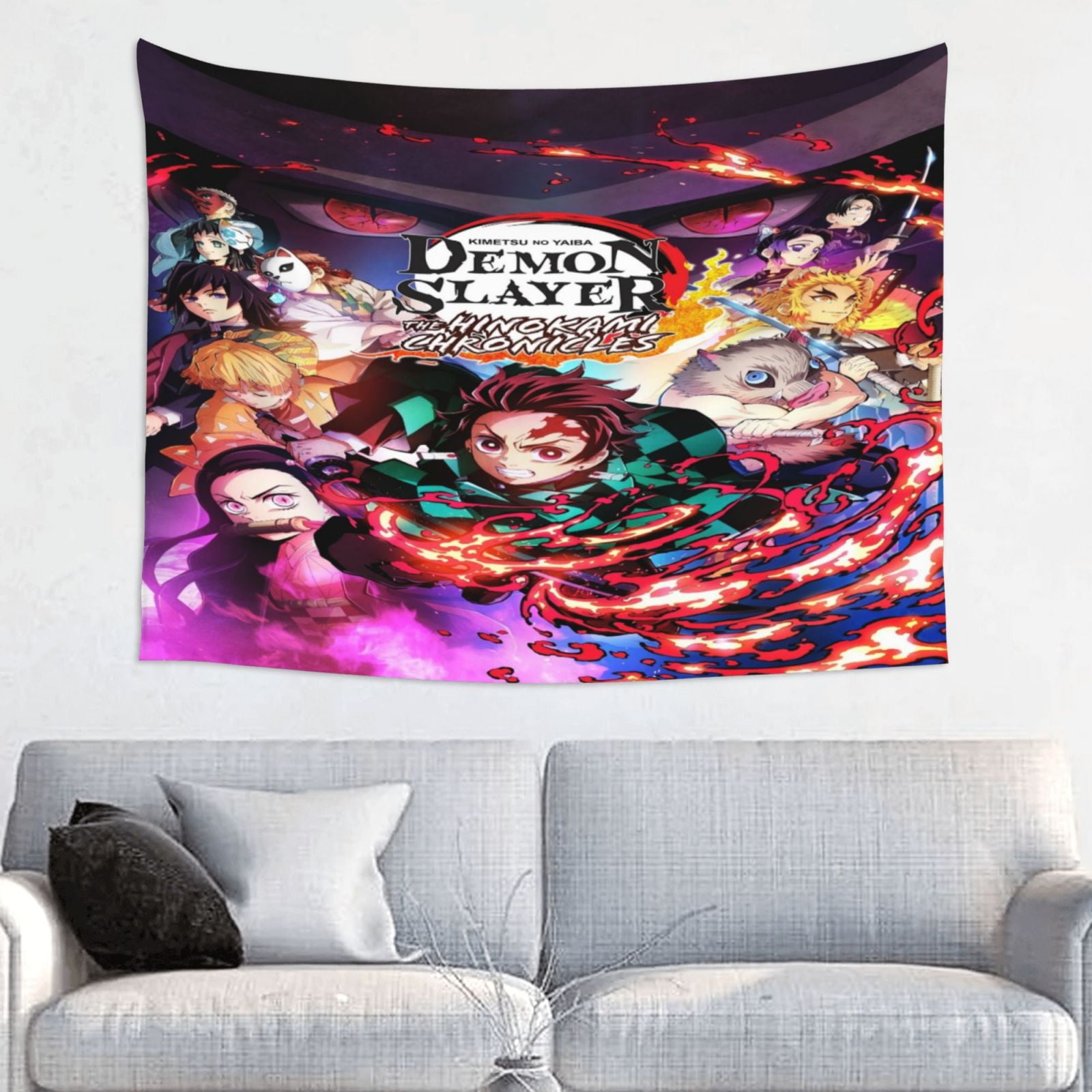 Demon Slayer Wall Tapestry Cartoon Poster for Bedroom Aesthetics Funny ...