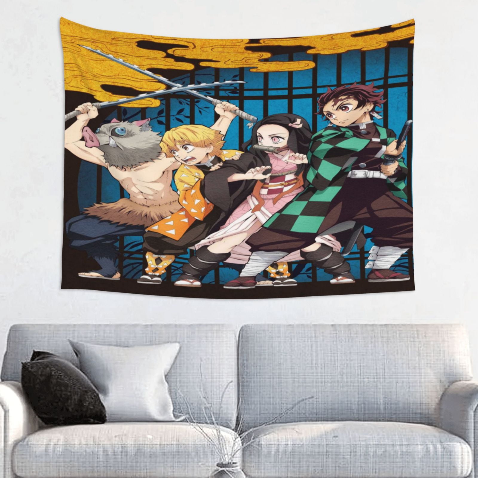 Demon Slayer Wall Tapestry Cartoon Poster for Bedroom Aesthetics Funny ...