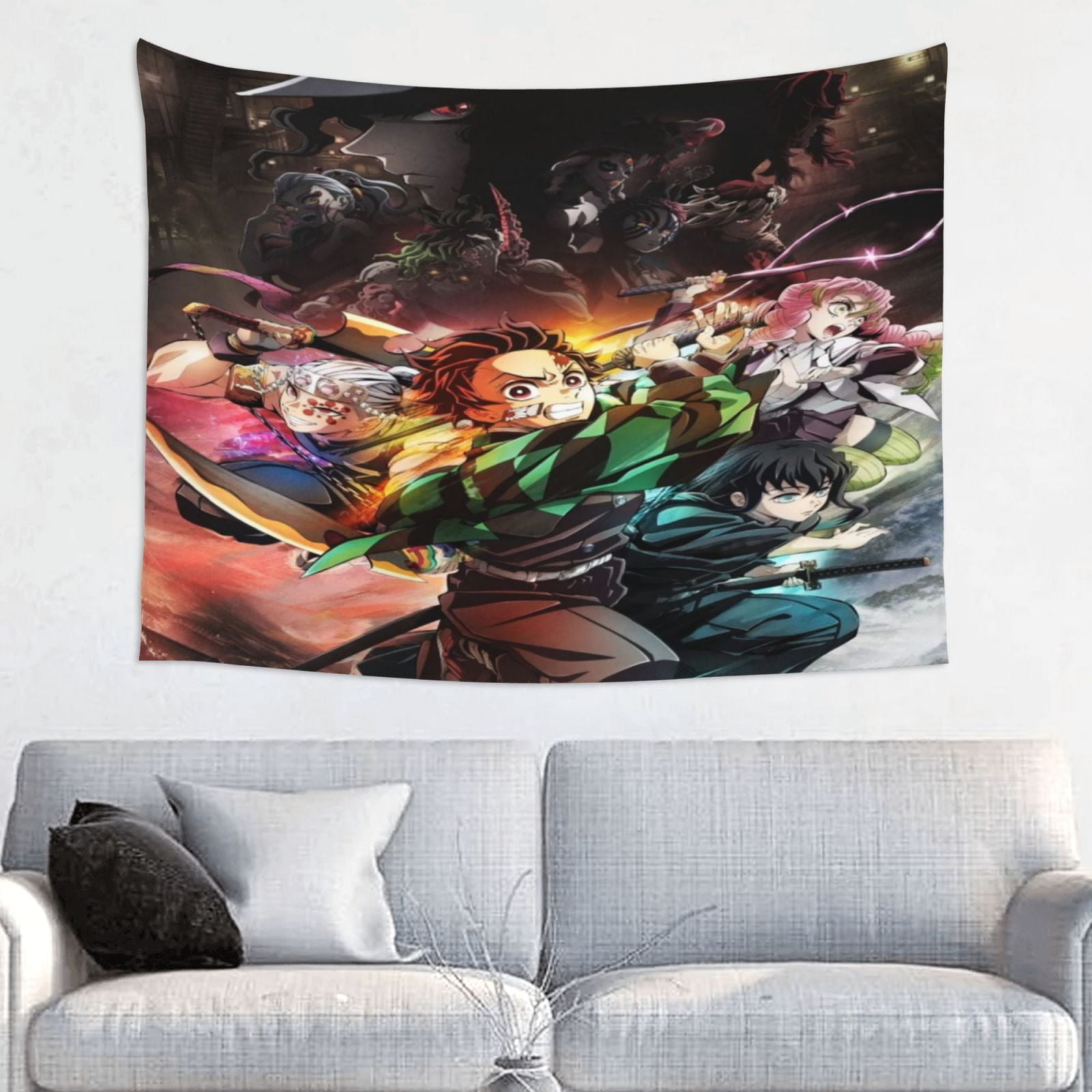 Demon Slayer Wall Tapestry Cartoon Poster for Bedroom Aesthetics Funny ...