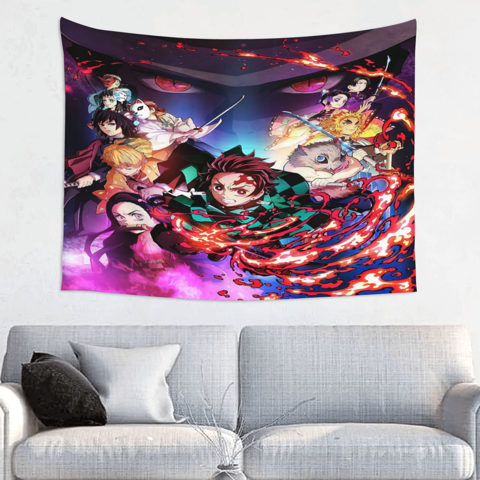 Demon Slayer Wall Tapestry Cartoon Poster for Bedroom Aesthetics Funny ...