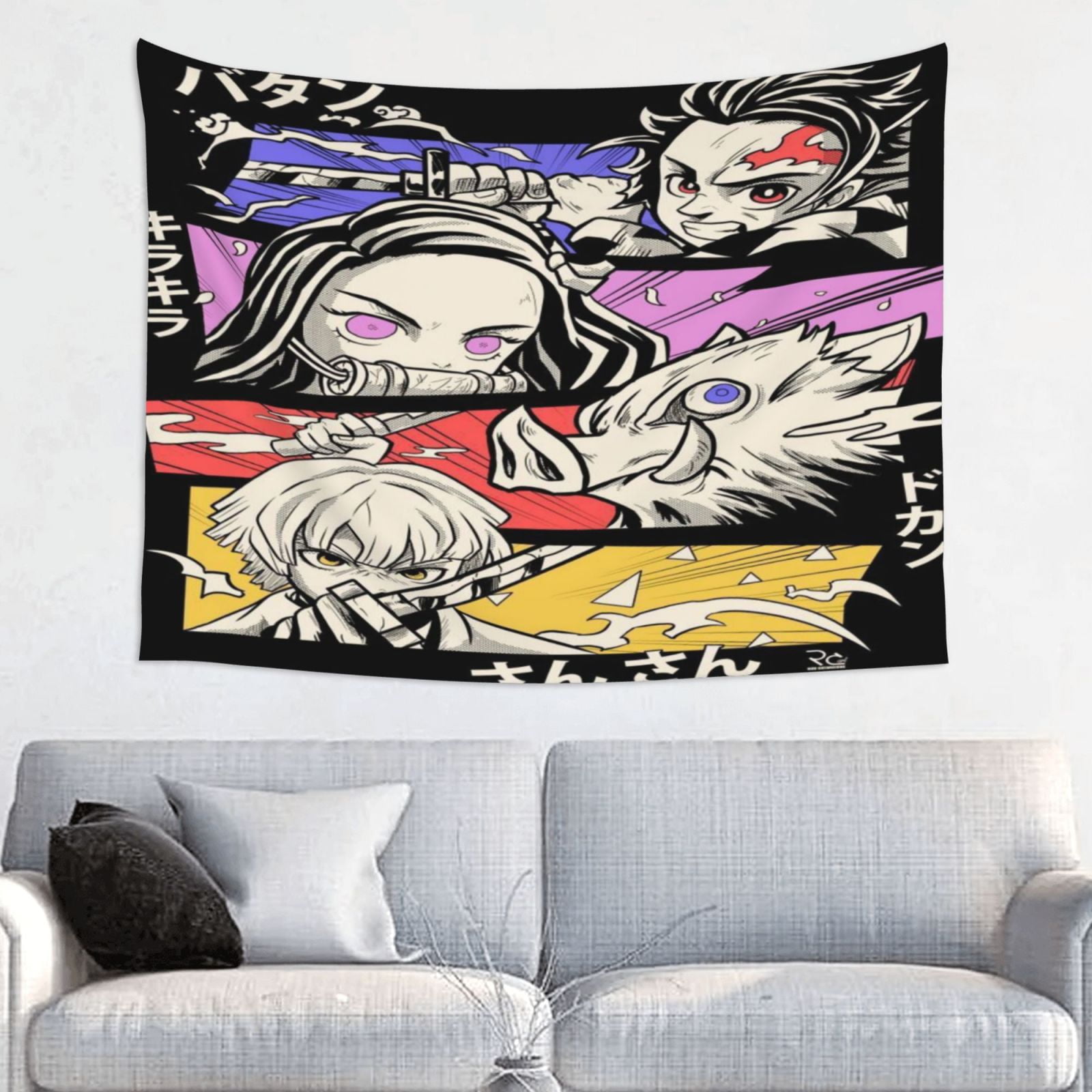 Demon Slayer Wall Tapestry Cartoon Poster for Bedroom Aesthetics Funny ...