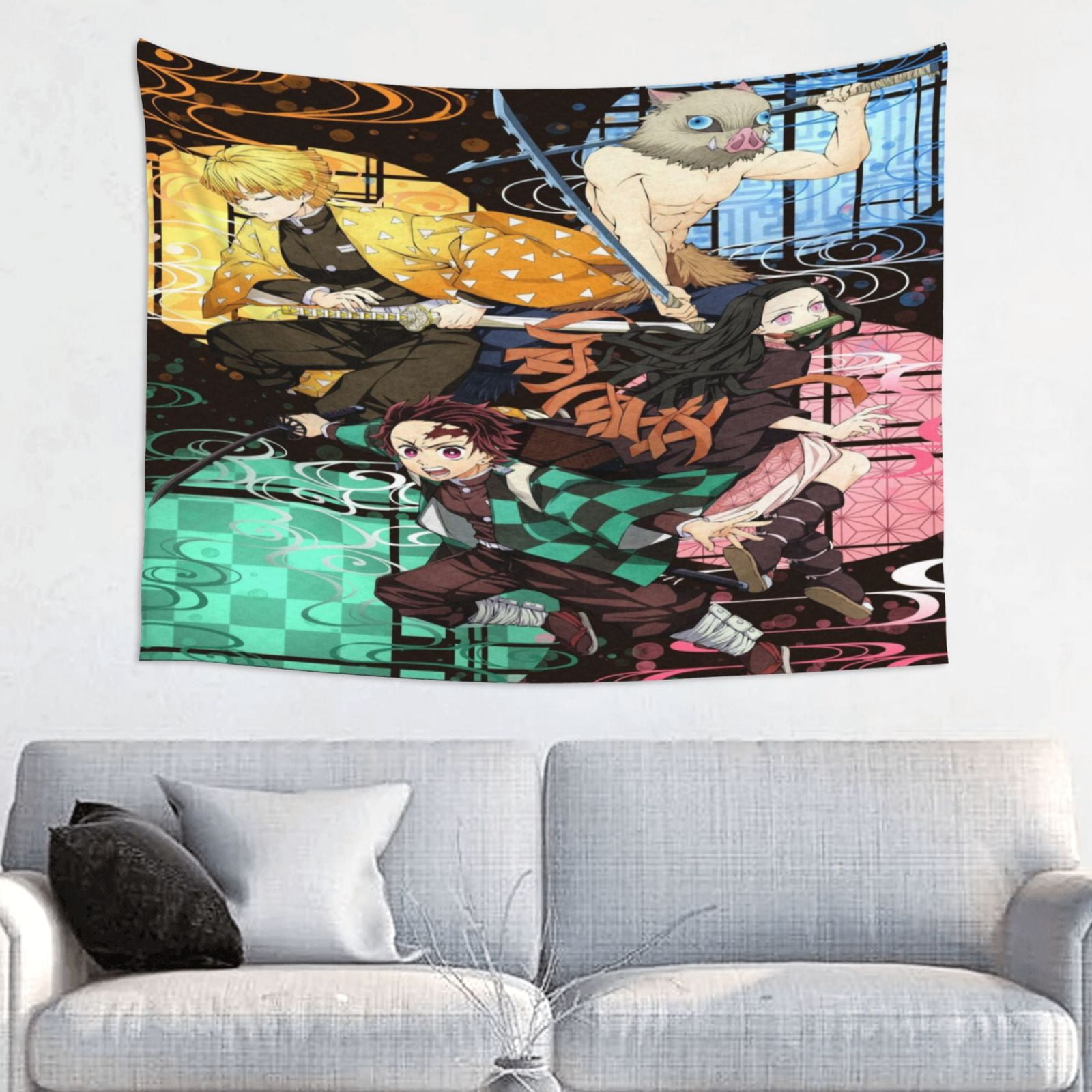 Demon Slayer Wall Tapestry Cartoon Poster for Bedroom Aesthetics Funny ...