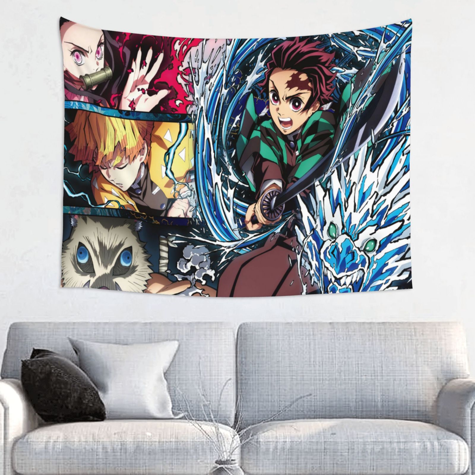 Demon Slayer Wall Tapestry Cartoon Poster for Bedroom Aesthetics Funny ...