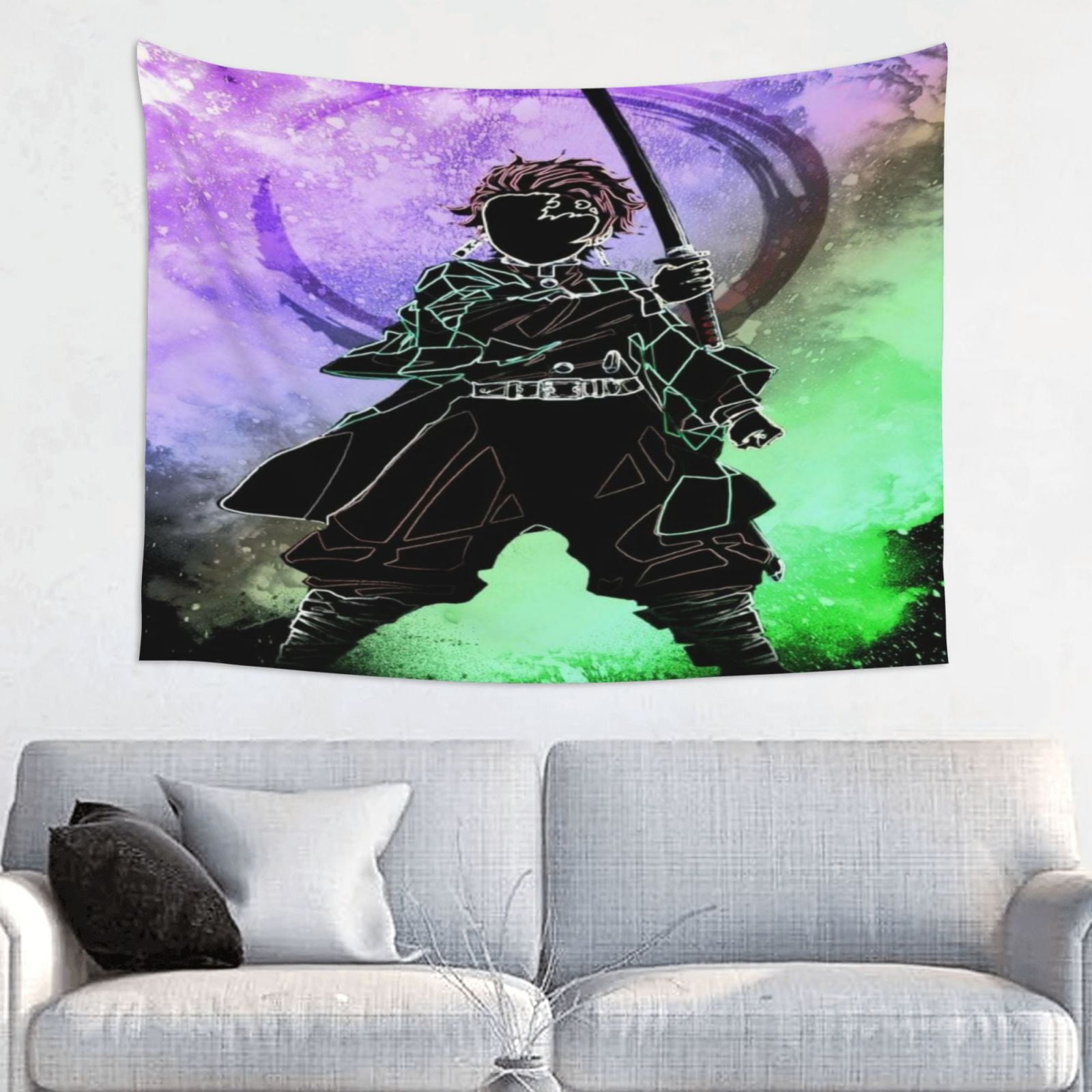 Demon Slayer Wall Tapestry Cartoon Poster for Bedroom Aesthetics Funny ...