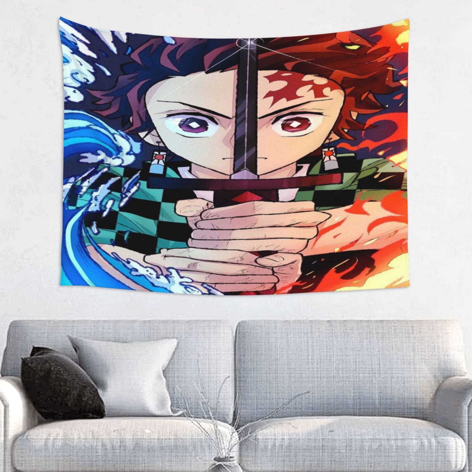 Demon Slayer Wall Tapestry Cartoon Poster for Bedroom Aesthetics Funny ...