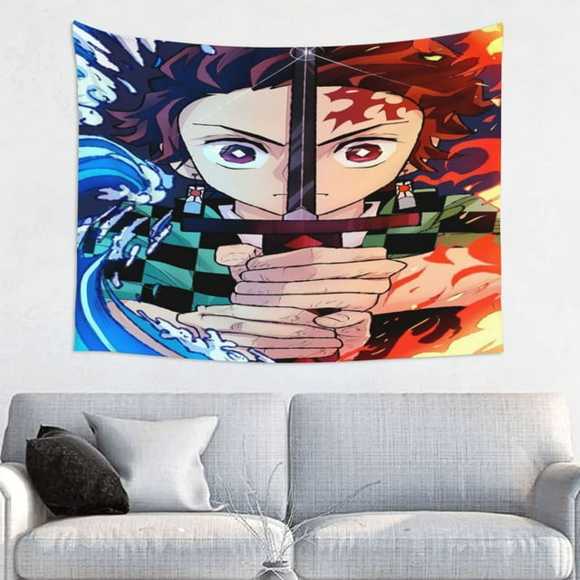 Demon Slayer Wall Tapestry Cartoon Poster for Bedroom Aesthetics Funny ...