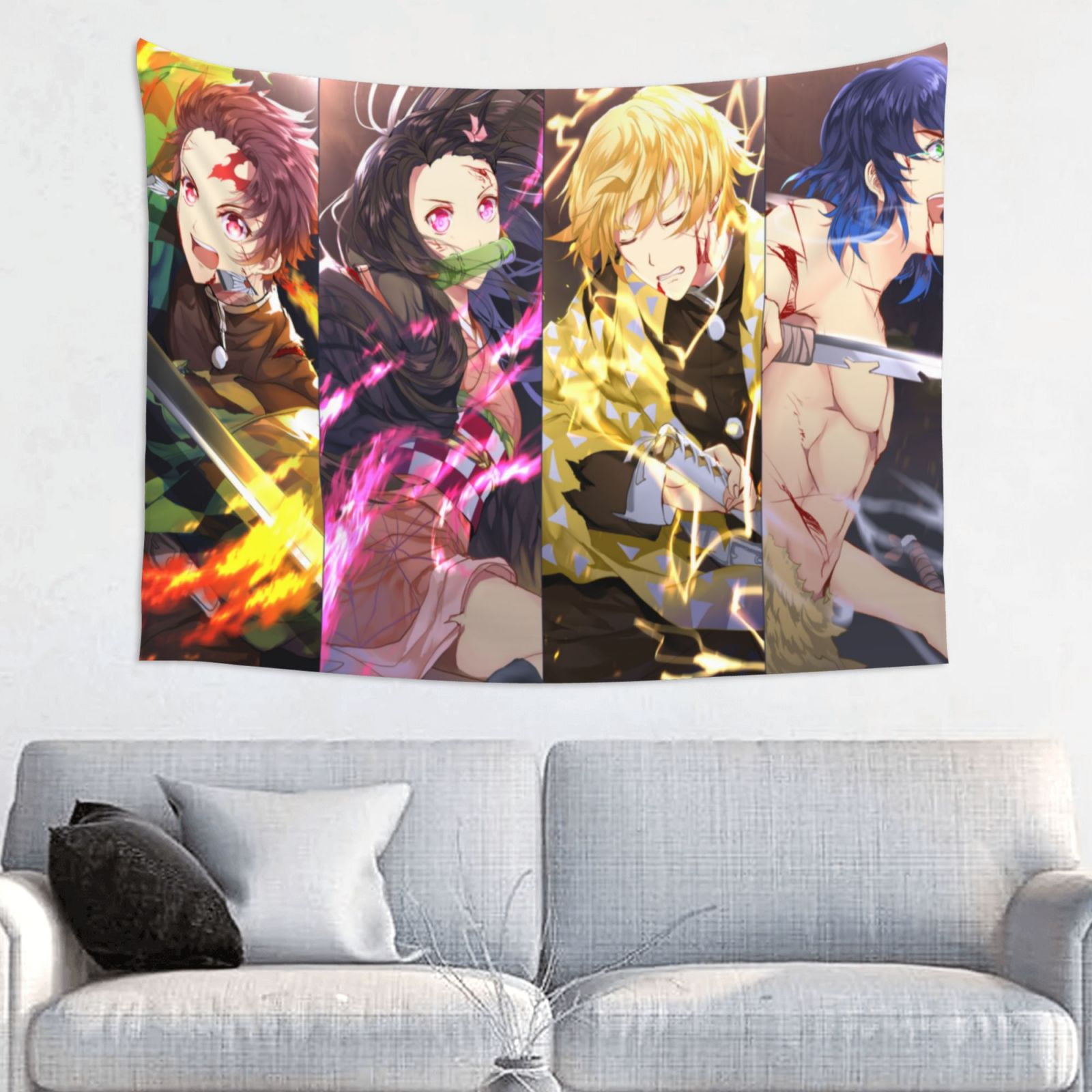 Demon Slayer Wall Tapestry Cartoon Poster for Bedroom Aesthetics Funny ...