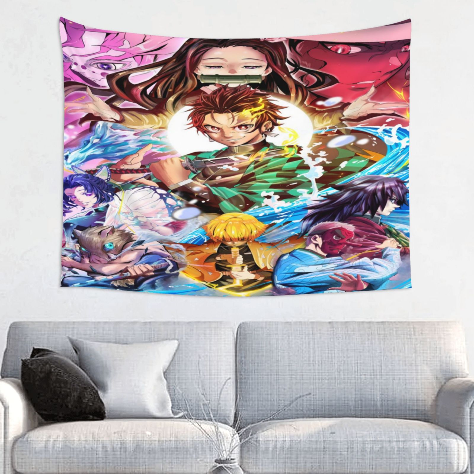 Demon Slayer Wall Tapestry Cartoon Poster for Bedroom Aesthetics Funny ...