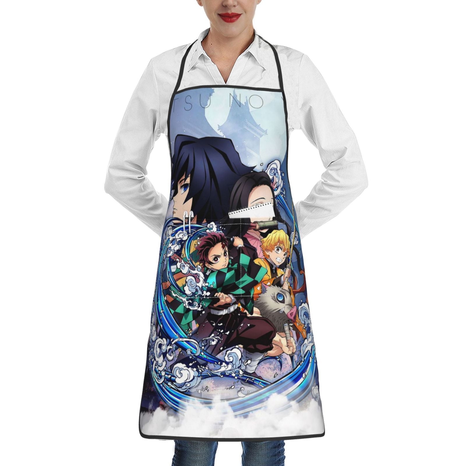 Demon Slayer Waterproof Cooking Aprons, Adjustable Bib Soft Chef Apron ...