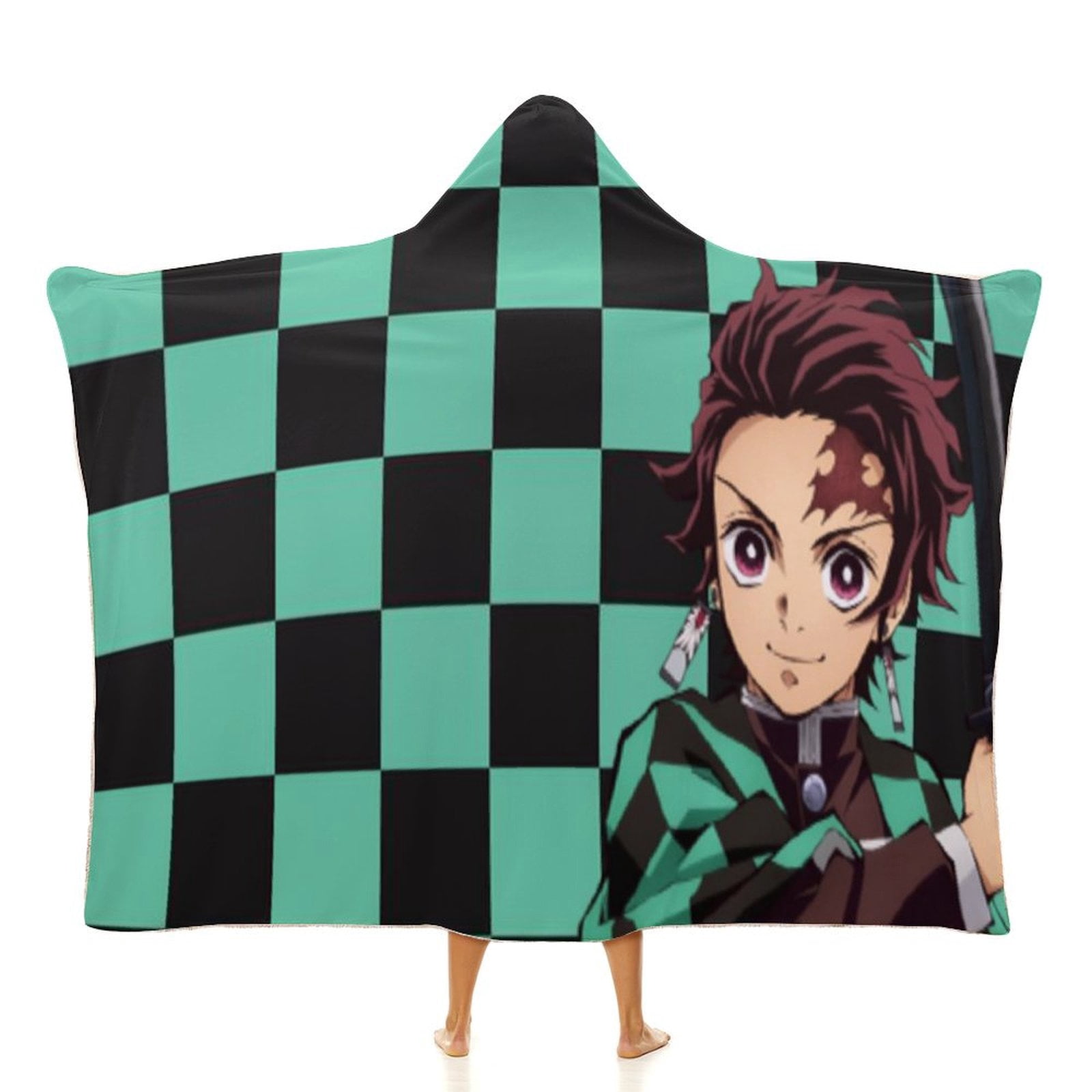 Demon Slayer Wearable Blanket Cloak Arctic Velvet Hooded Blanket Soft ...
