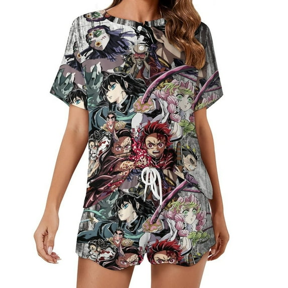 Demon Slayer Women Pajamas Set Loungewear Sleepwear 2 Piece PJ Sets ...
