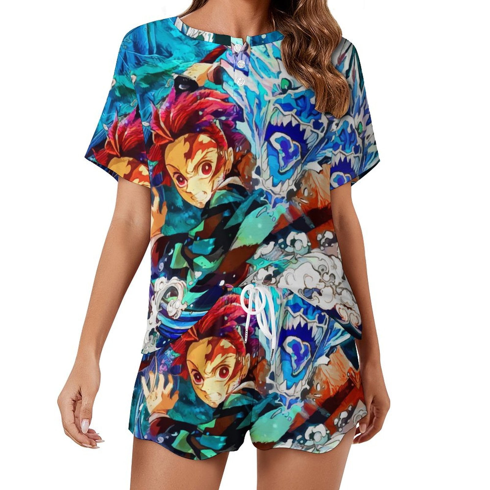 Demon Slayer Women Pajamas Set Loungewear Sleepwear 2 Piece PJ Sets ...