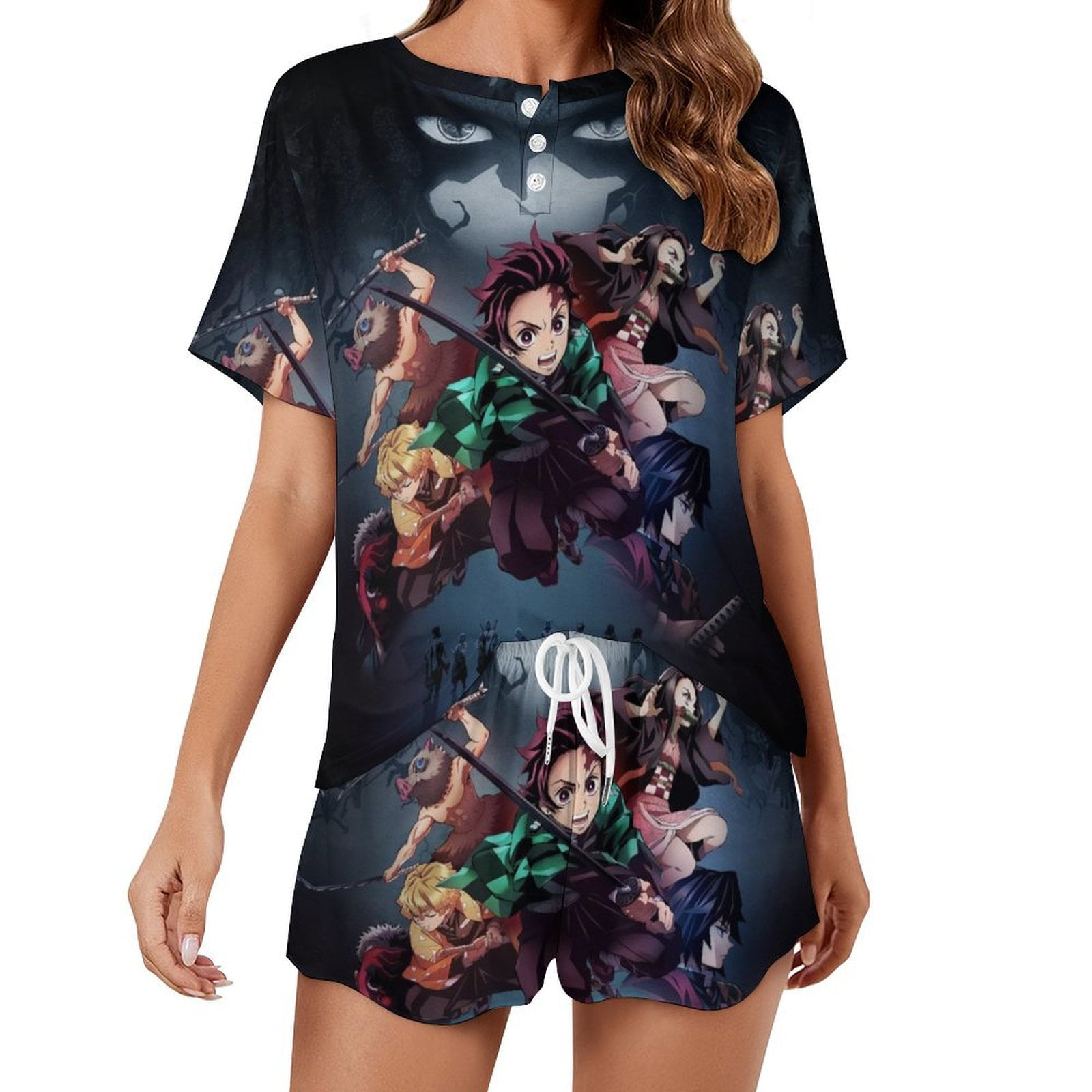 Demon Slayer Women Pajamas Set Loungewear Sleepwear 2 Piece PJ Sets - Walmart.com