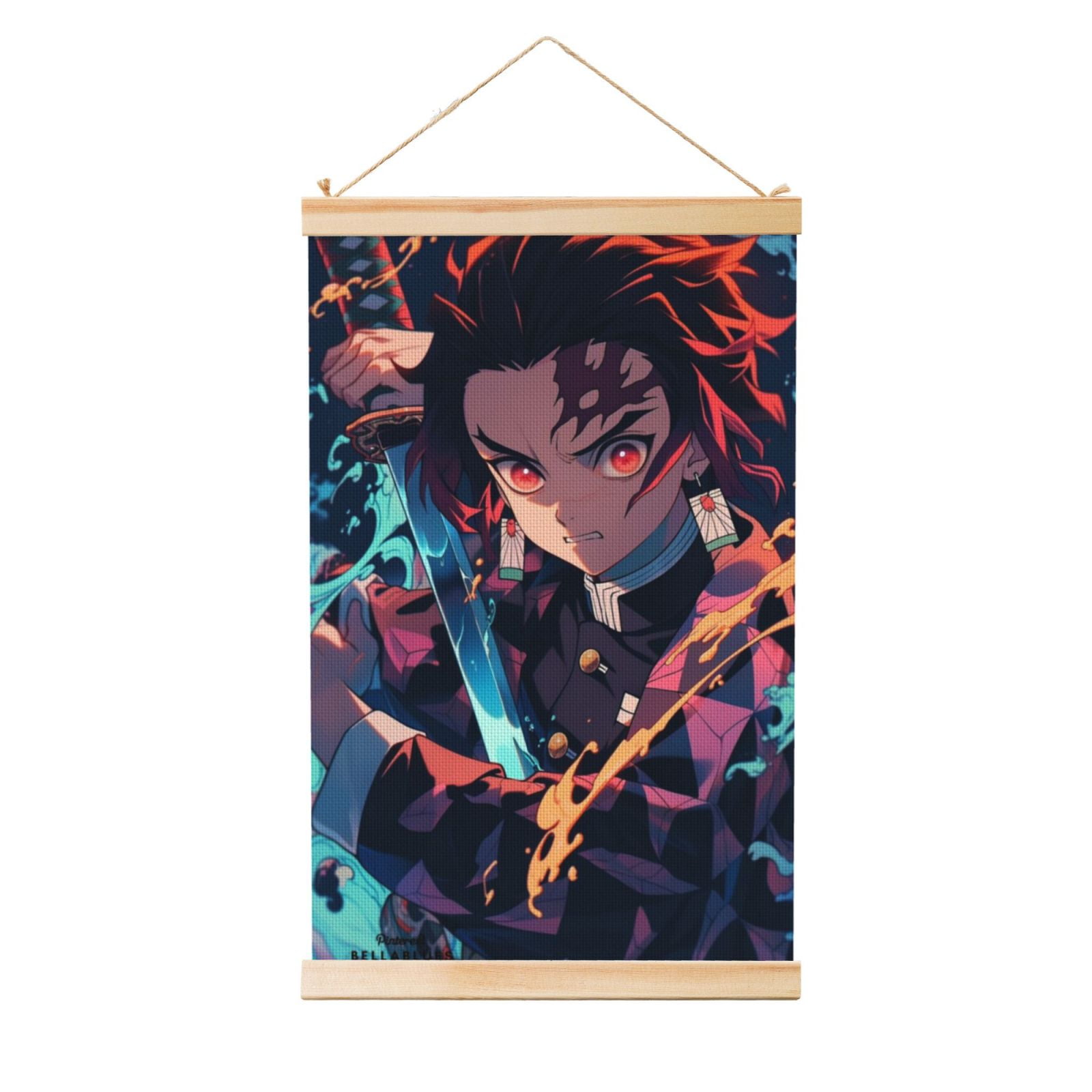 Demon Slayer Wooden Shaft Hanging Poster Home Decor Poster Wall Art ...