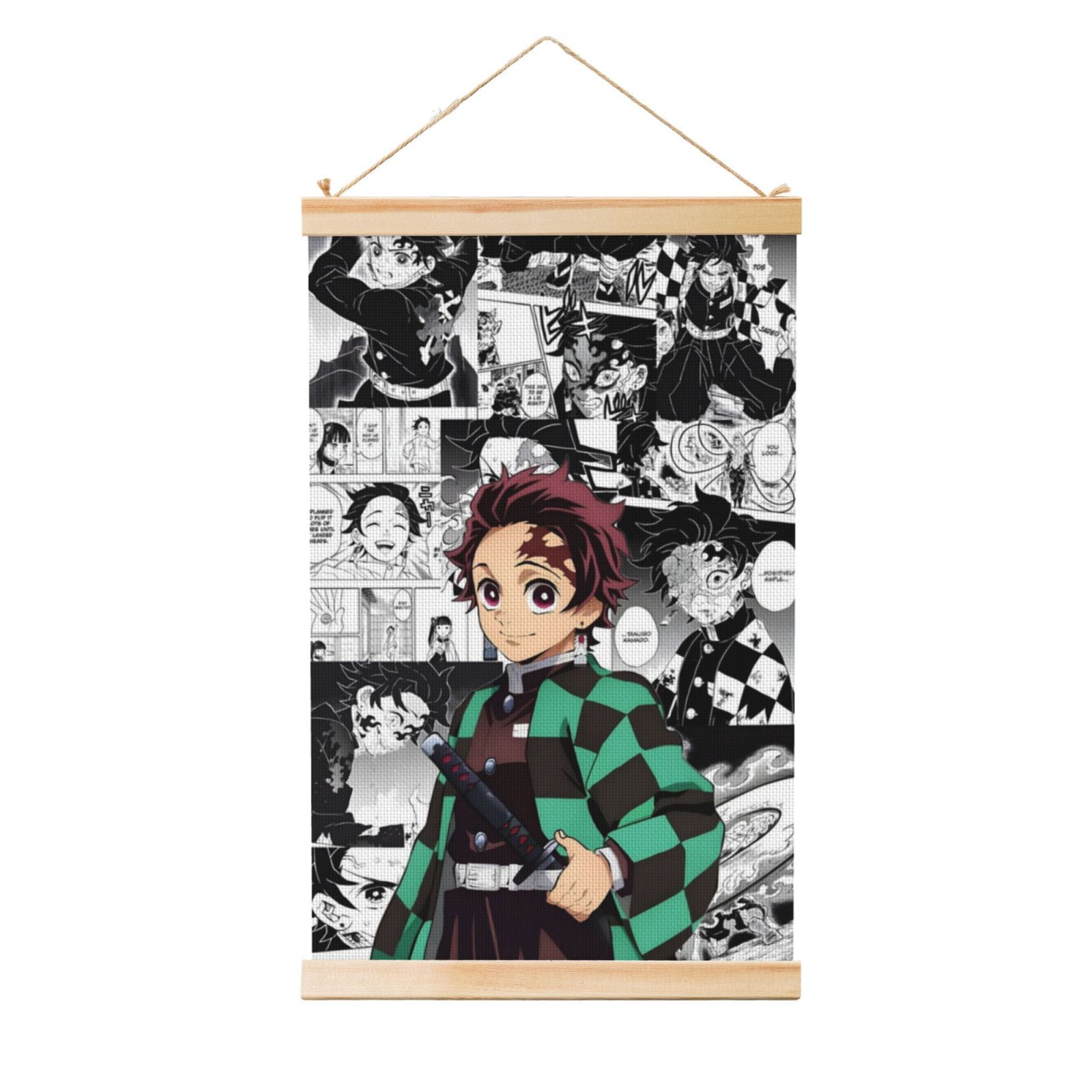 Demon Slayer Wooden Shaft Hanging Poster Home Decor Poster Wall Art ...