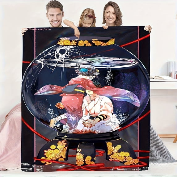 Demon Slayer Yoriichi Tsugikuni Fishbowl Sanctuary Fleece Blanket - 4 ...