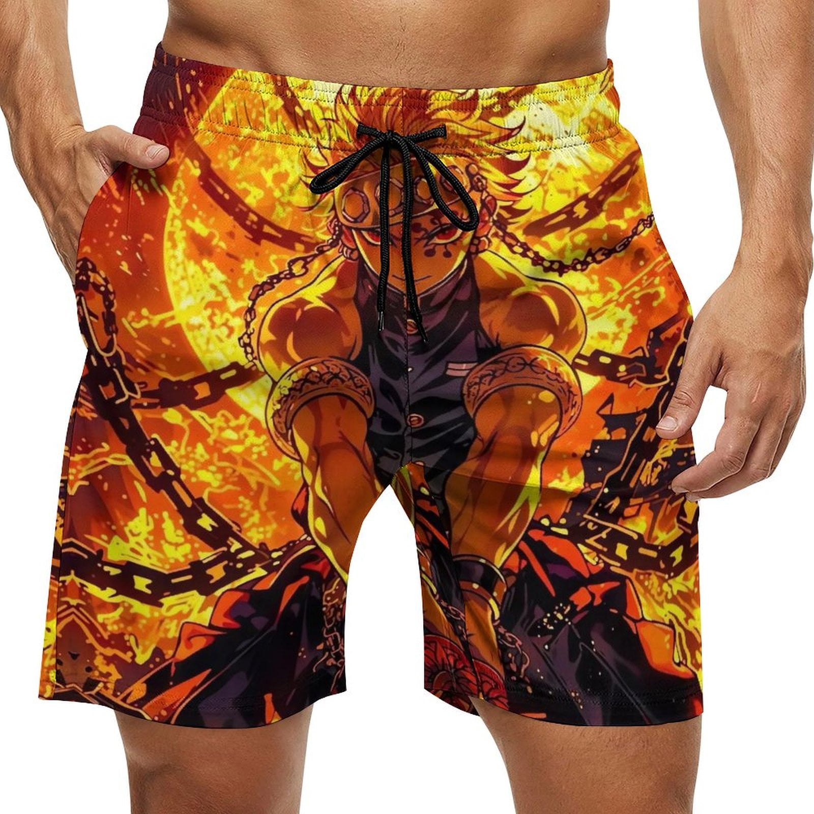 Demon Slayer Zenitsu Agatsuma Men's Beach Shorts Swim Trunks Quick Dry ...