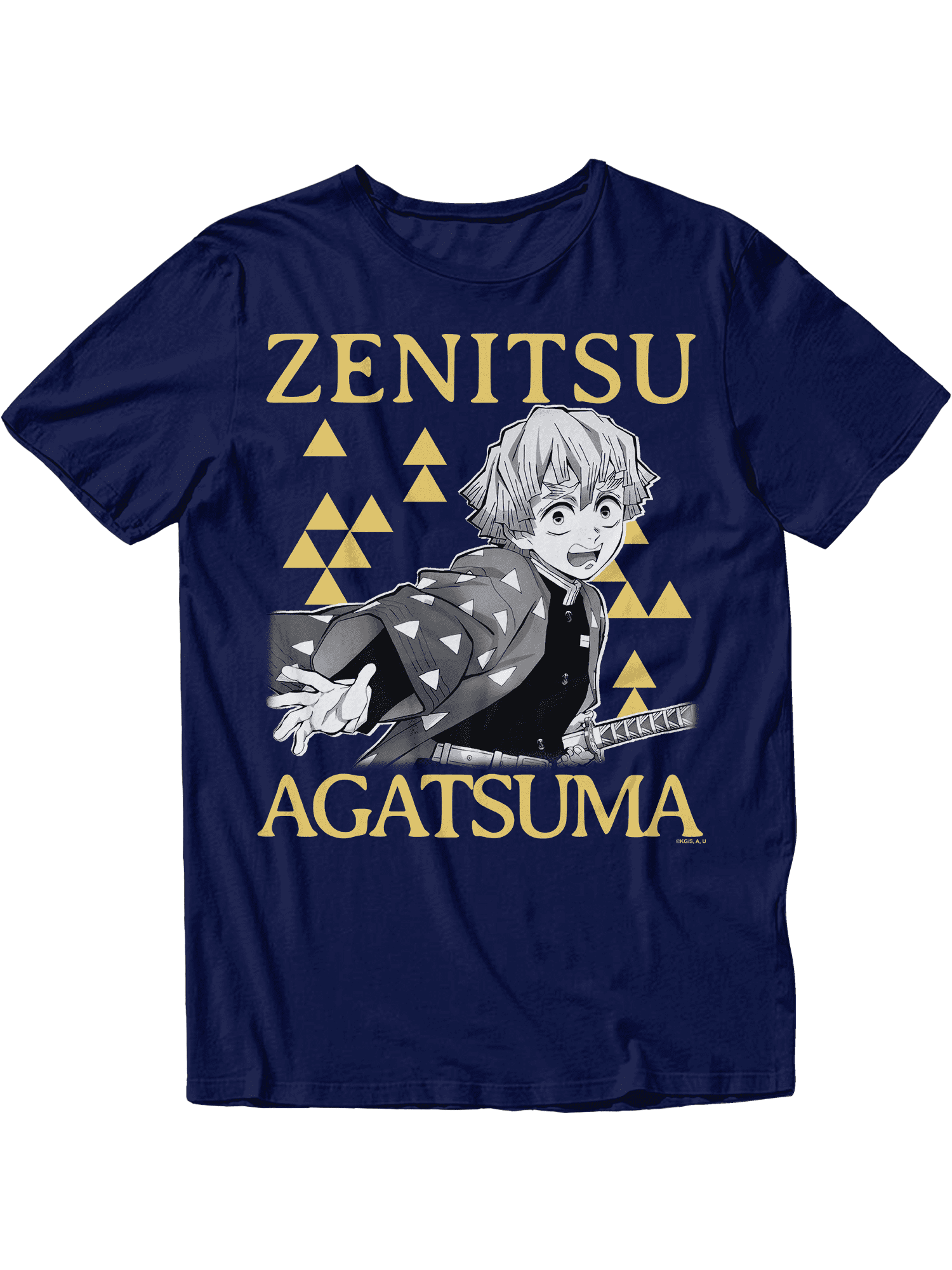 Demon Slayer Zenitsu Agatsuma Triangles Adult Women’s Crew Neck T-Shirt ...