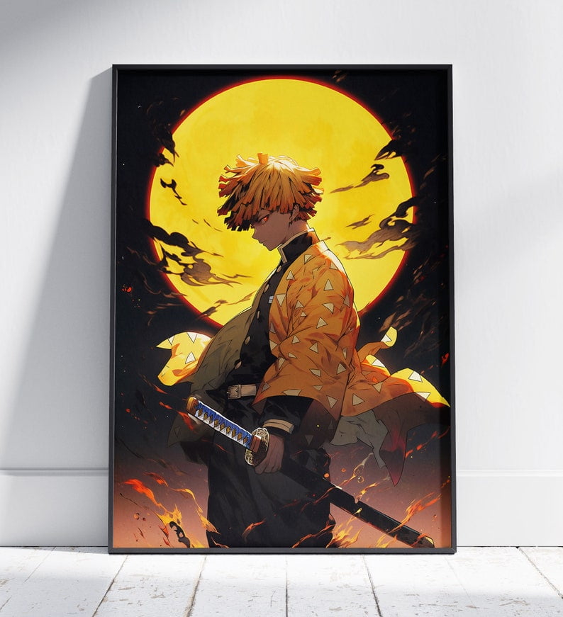 Demon Slayer Zenitsu Anime Manga Poster Action Battle Style Wall Decor ...