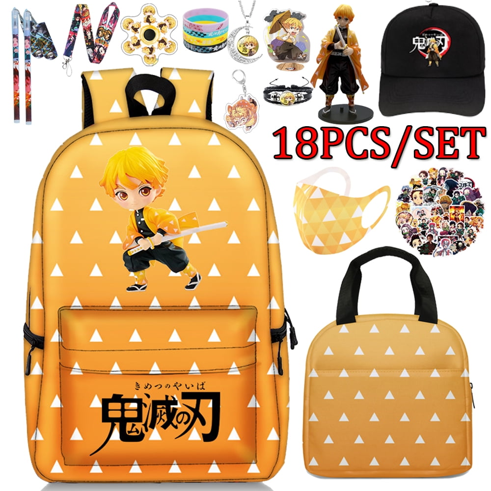 Demon Slayer Zenitsu Book Bag Distinctive Magic Cartoons Backpack 18PCS ...