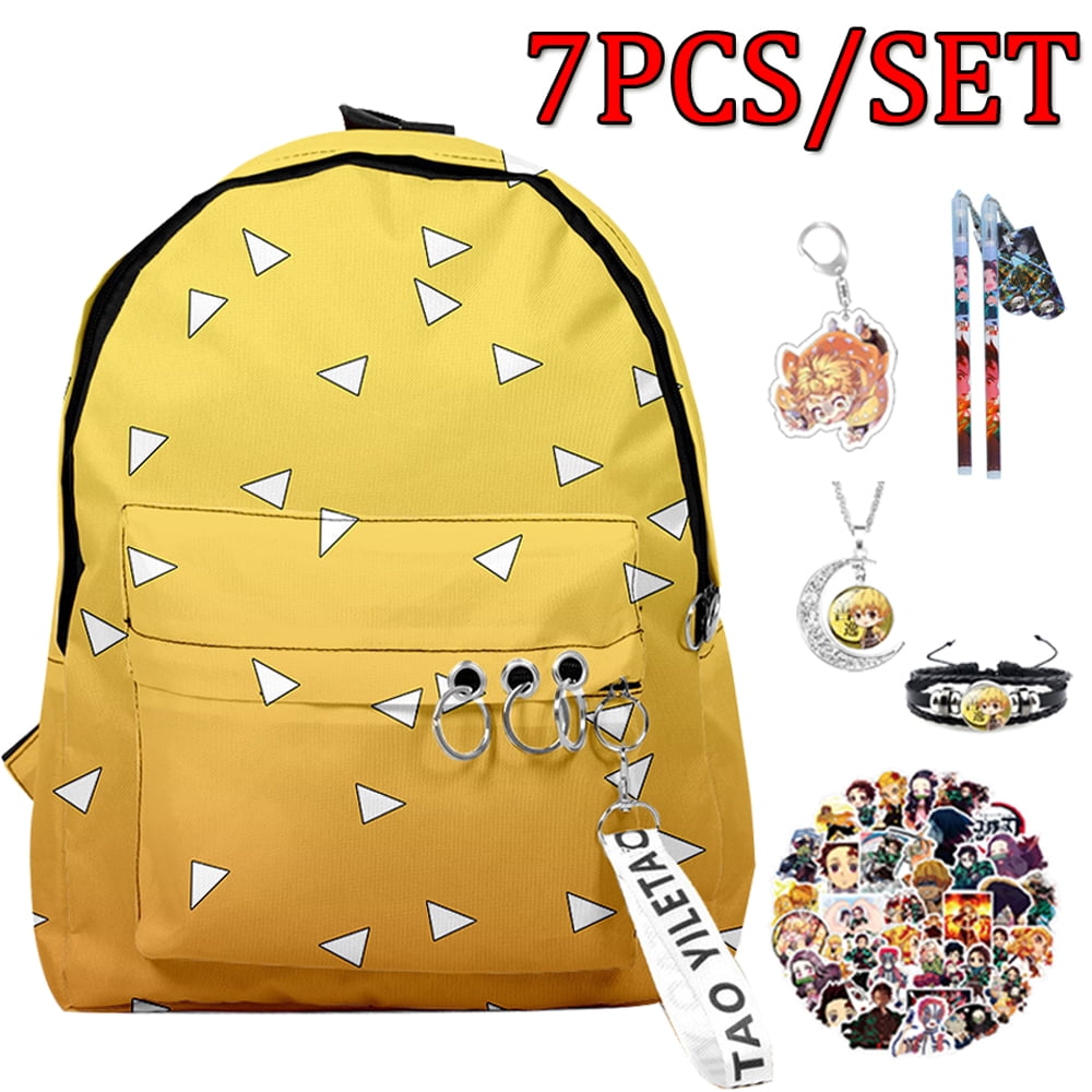 Demon Slayer Zenitsu School Bag Latest Soft Art Travel Bag 7PCS for ...