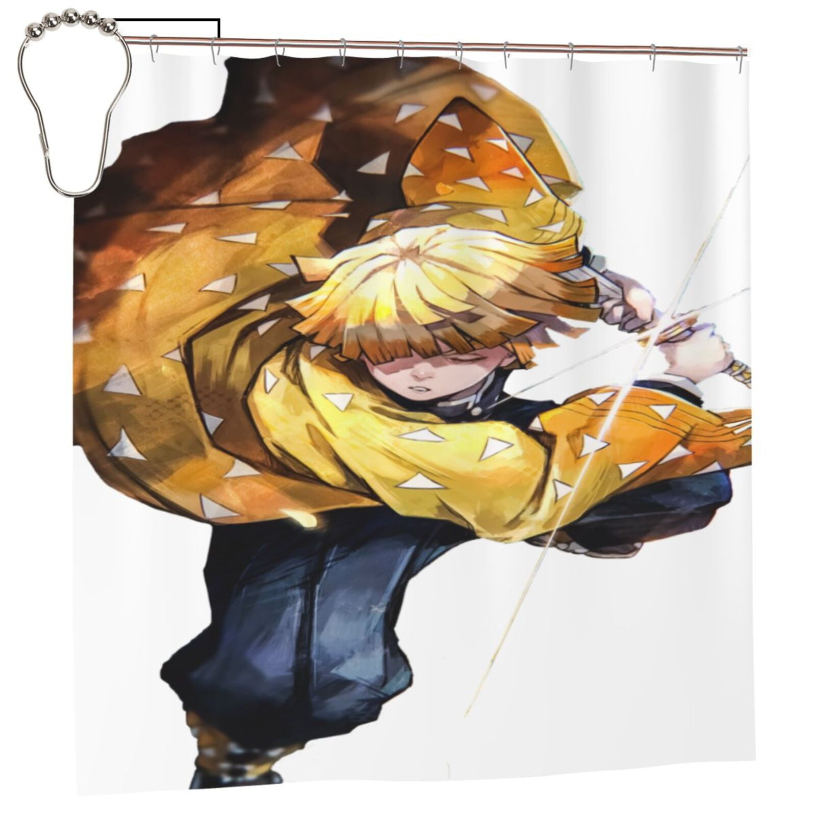 Demon Slayer Zenitsu Shower Curtain Waterproof Cartoon Anime Shower ...