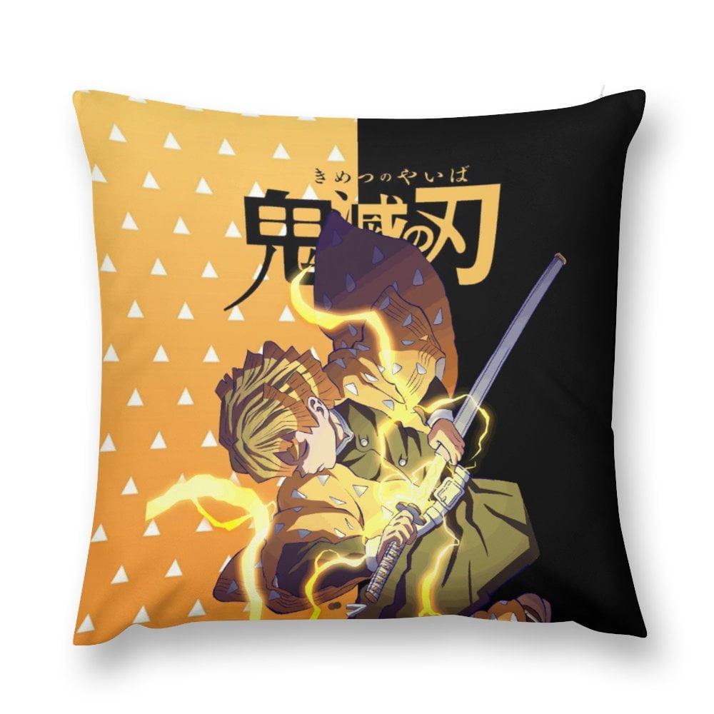 Demon Slayer Zenitsu Throw Pillow Covers Cartoon Pillow Case Square ...