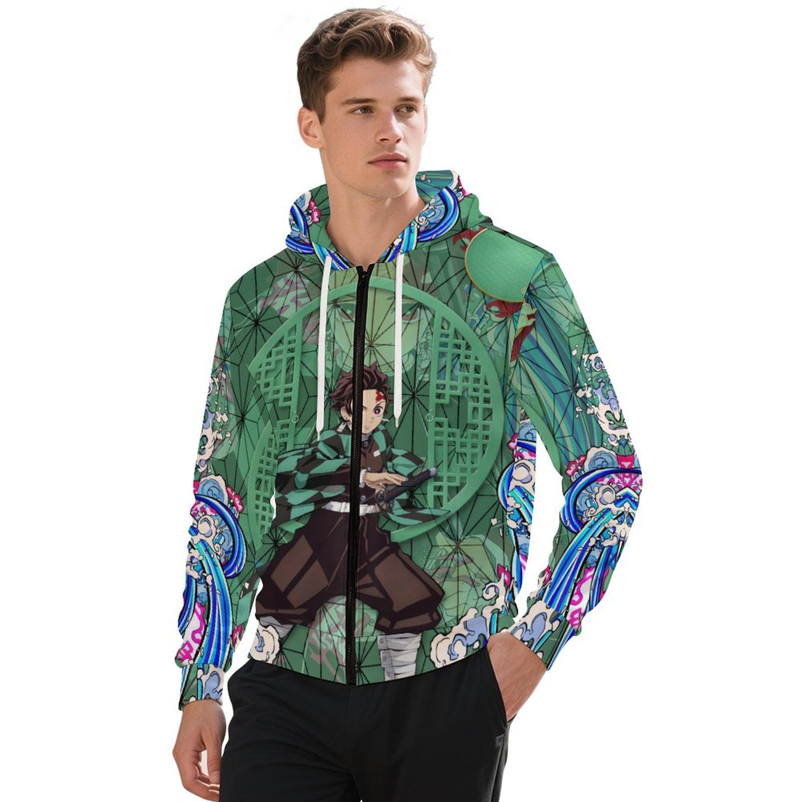 Demon Slayer Zip Up Hoodie 3D Print Pullover Hooded Full Zip ...