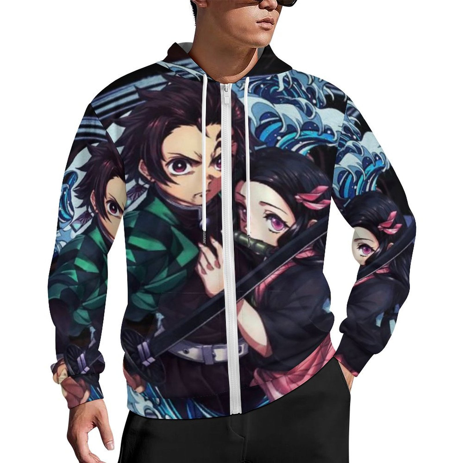 Demon Slayer Zip Up Hoodies Unisex Realistic 3D Print Sweatshirt Long ...