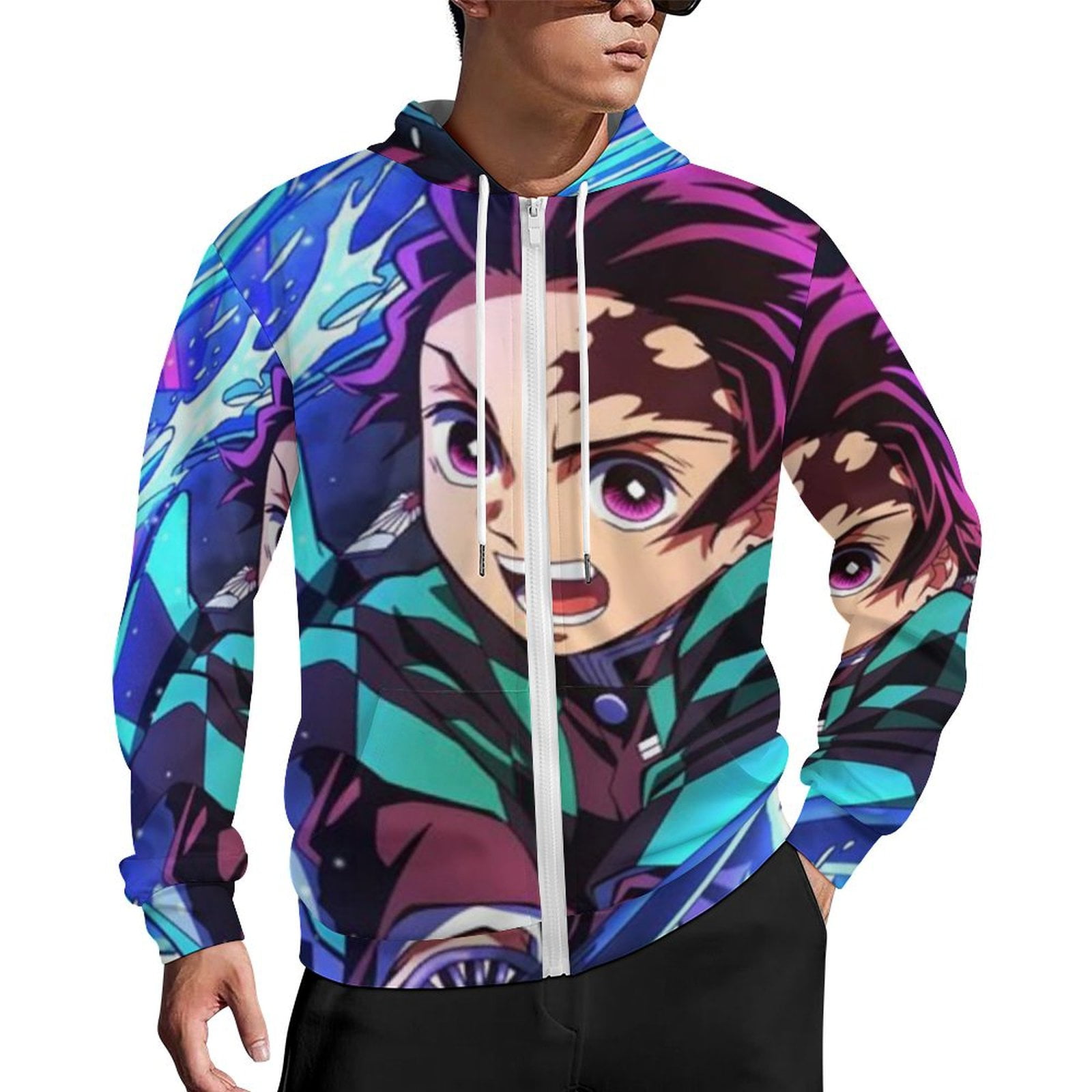 Demon Slayer Zip Up Hoodies Unisex Realistic 3D Print Sweatshirt Long ...