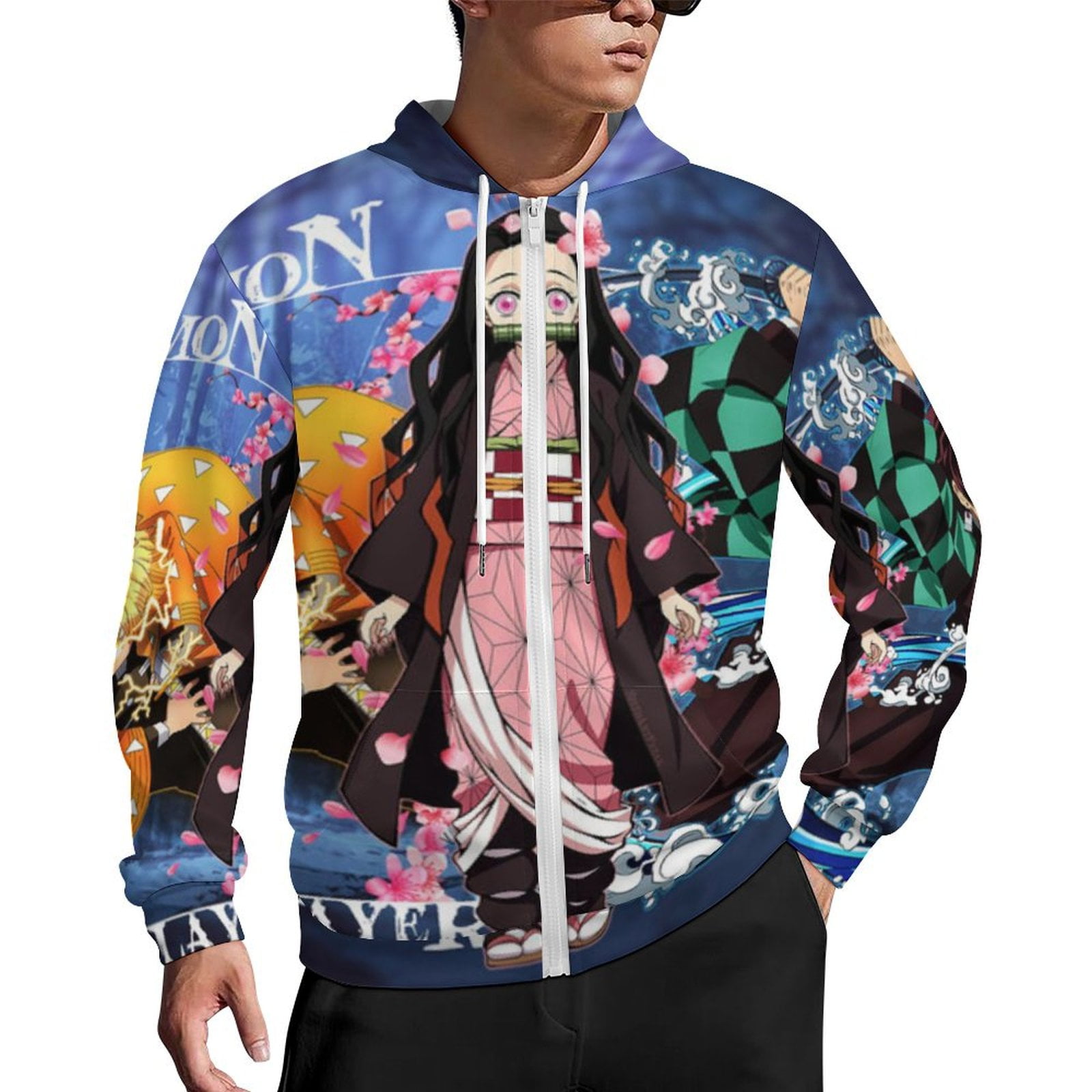 Demon Slayer Zip Up Hoodies Unisex Realistic 3D Print Sweatshirt Long ...