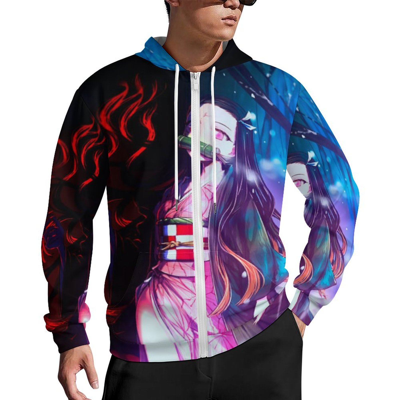 Demon Slayer Zip Up Hoodies Unisex Realistic 3D Print Sweatshirt Long ...