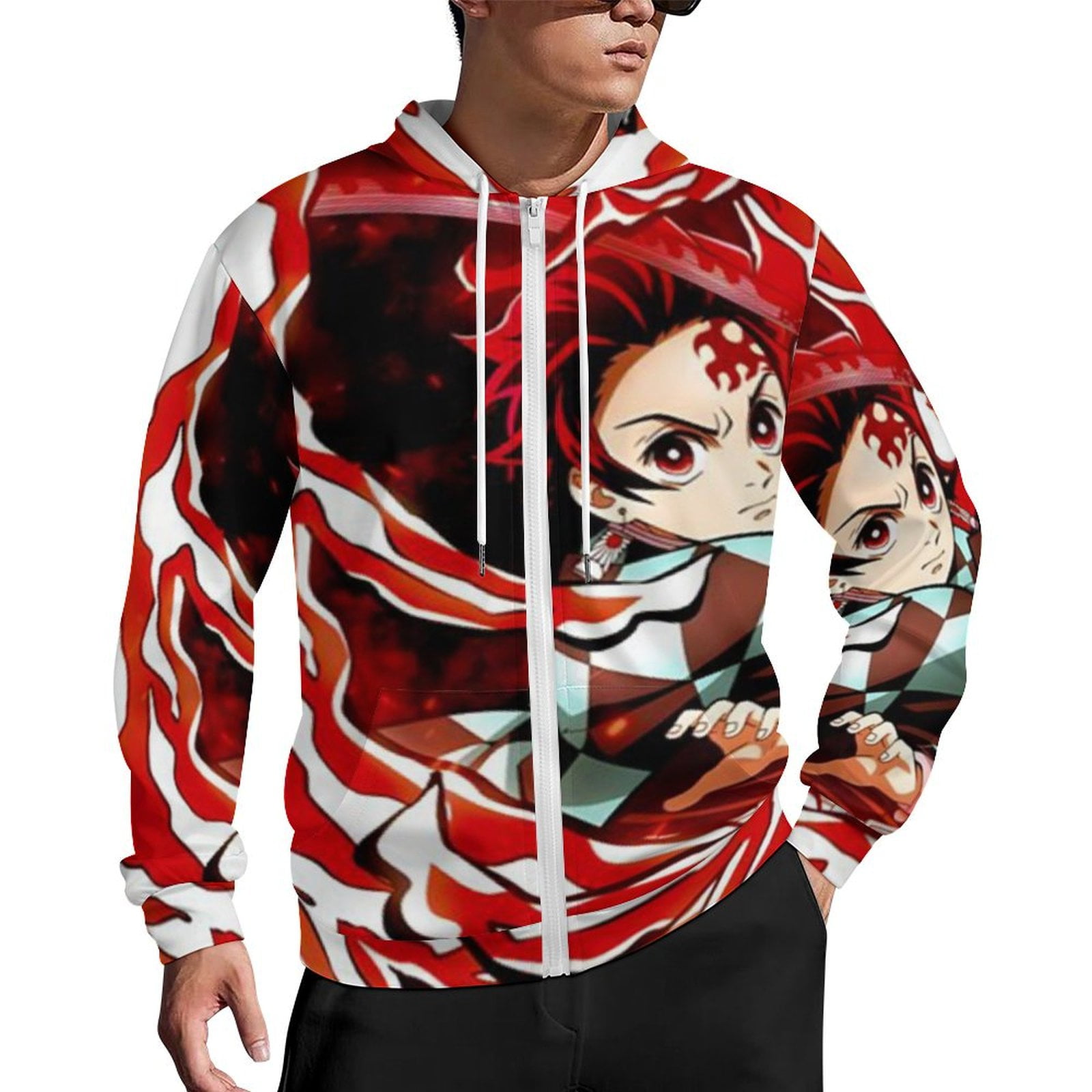 Demon Slayer Zip Up Hoodies Unisex Realistic 3D Print Sweatshirt Long ...