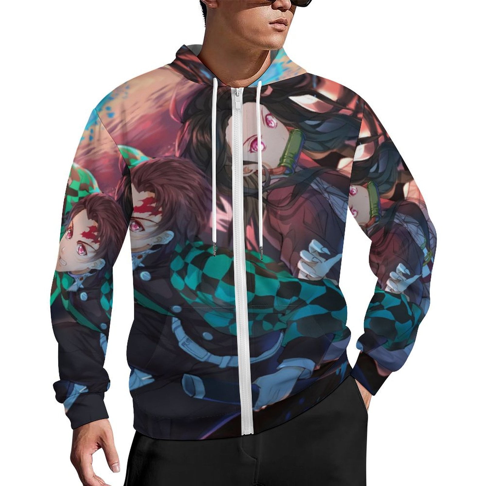 Demon Slayer Zip Up Hoodies Unisex Realistic 3D Print Sweatshirt Long ...