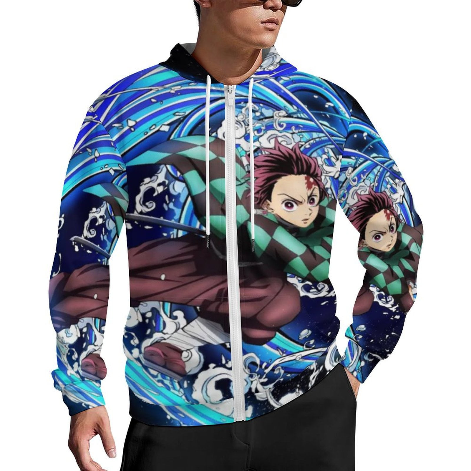 Demon Slayer Zip Up Hoodies Unisex Realistic 3D Print Sweatshirt Long ...