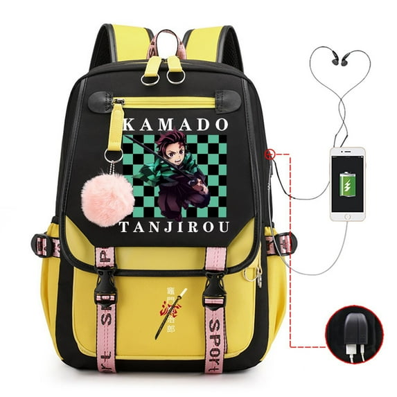 Demon Slayer anime-style laptop backpack with USB port, large capacity ...