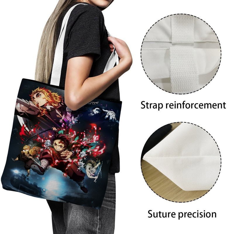 Demon Slayer canvas Tote Bag for Women Aesthetic Cute Cat Shopping ...