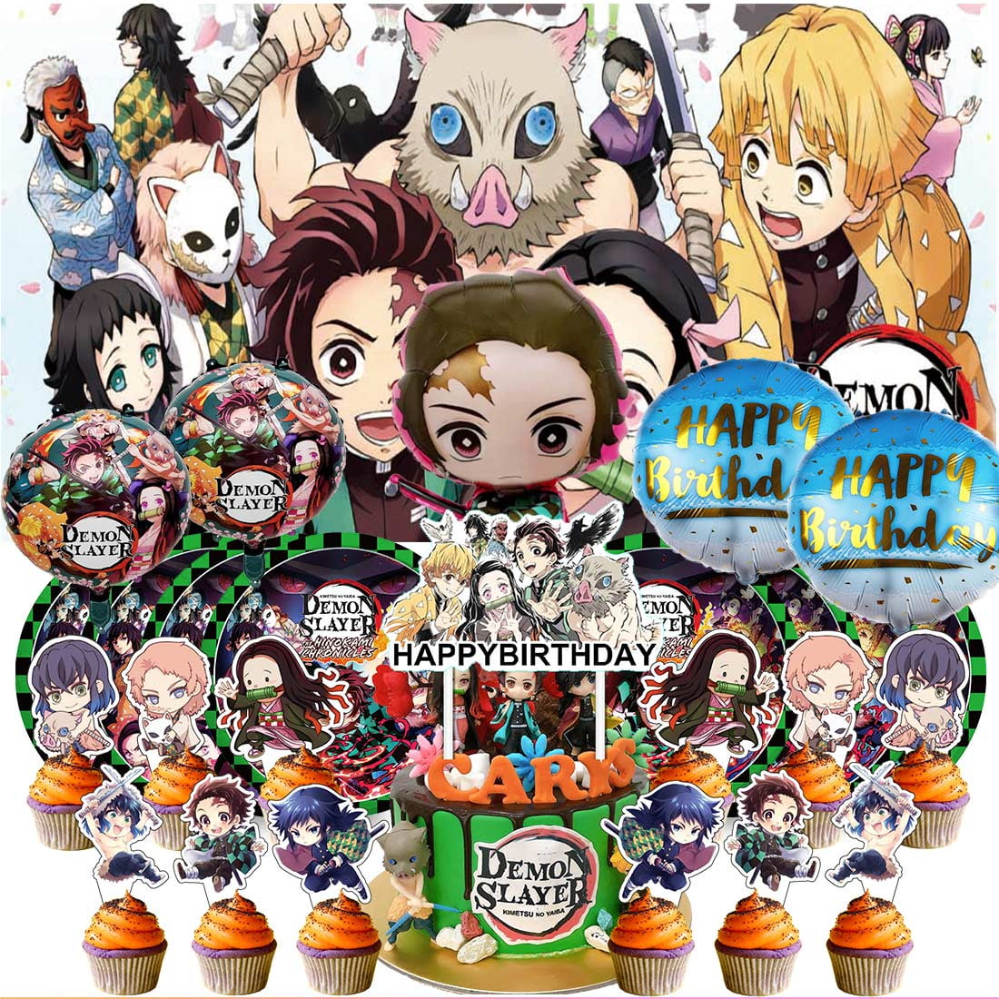 Demon Slayers Party Supplies Decor Tableware Backdrop Banner Cake ...