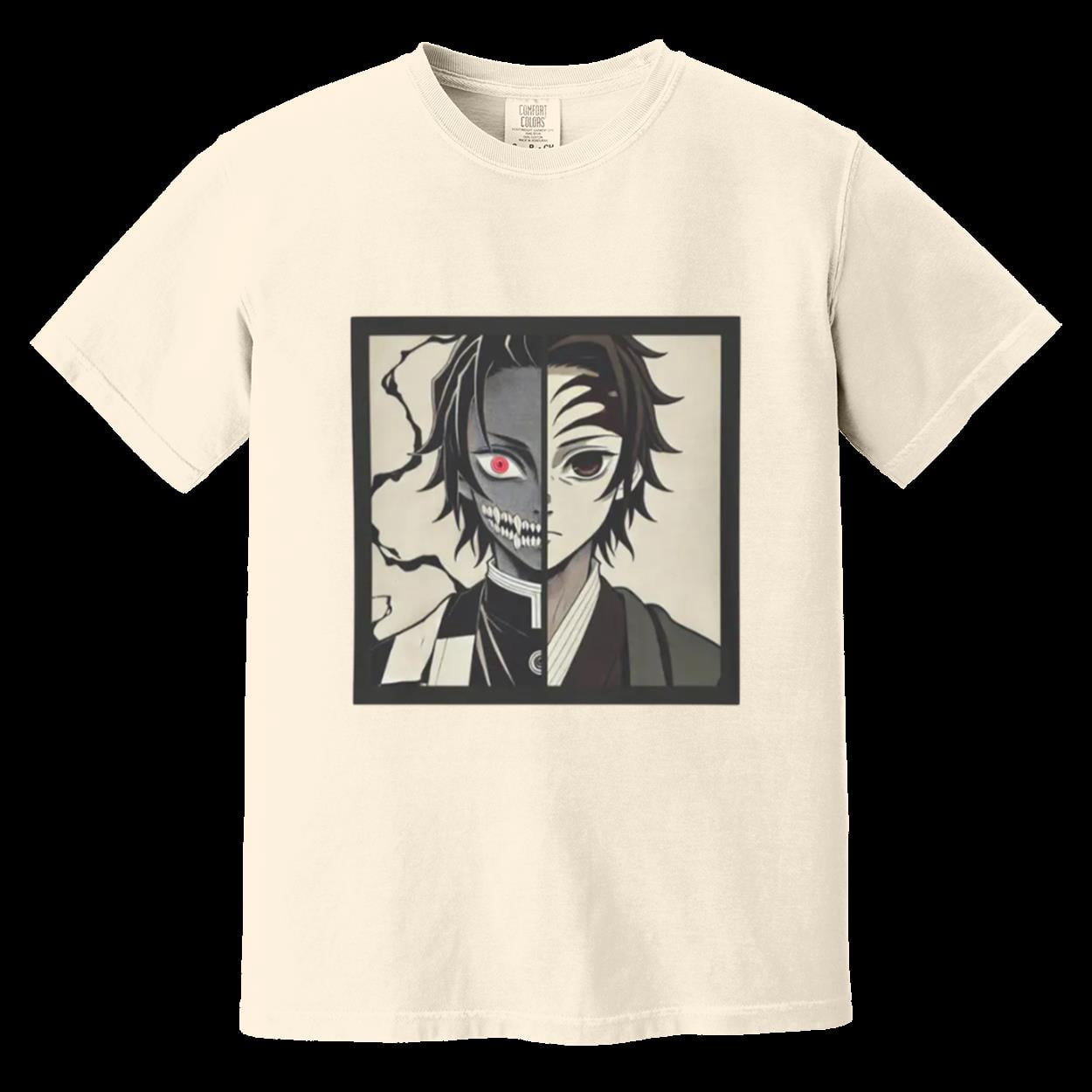 Demon Split Face Dual Character Anime Cool Art Design on Comfort Color ...