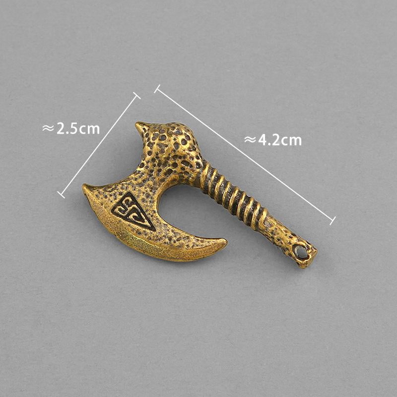(Demon-Subduing Axe) Solid Brass Axe Key Chain With Vintage Distressed ...