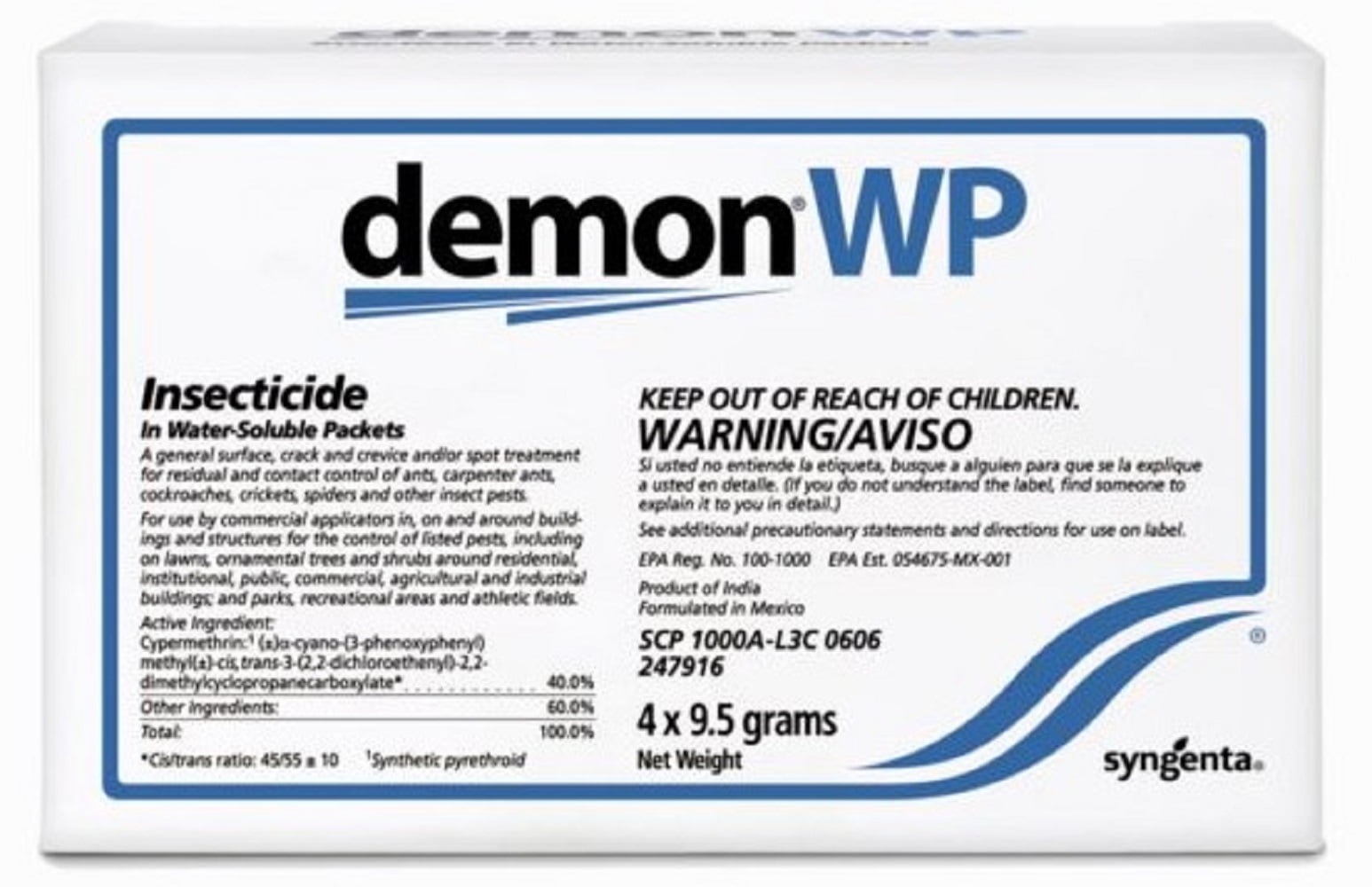 Demon WP SY74819 Insecticide in Water Soluble Packets 9.5g - Walmart.com