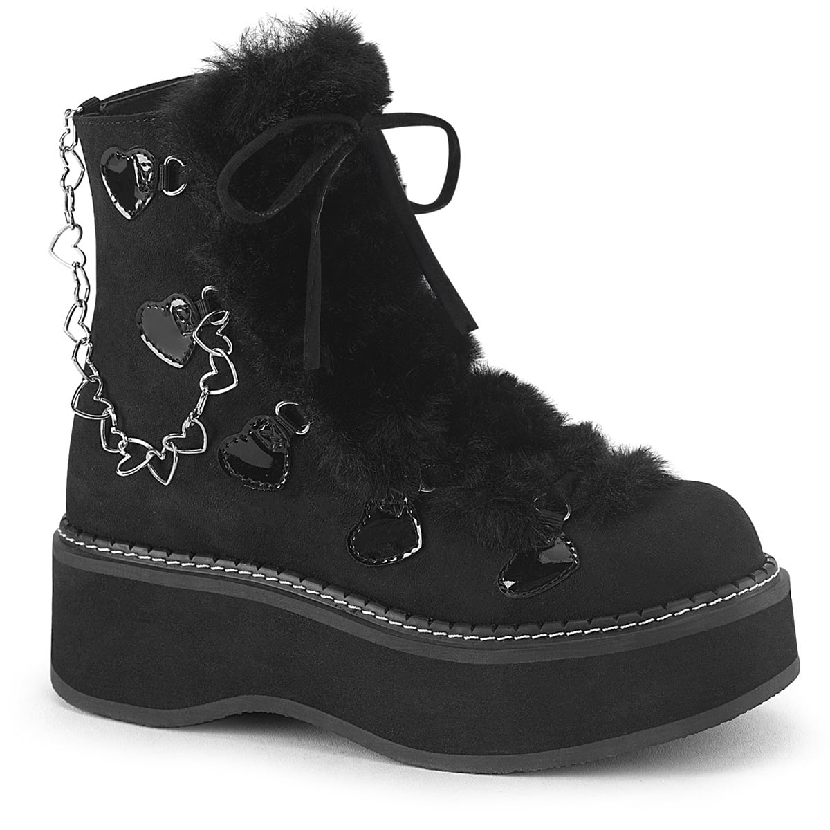 Demonia EMILY-55 Women's 2" Platform D-Ring Lace-Up Front Ankle Boot ...