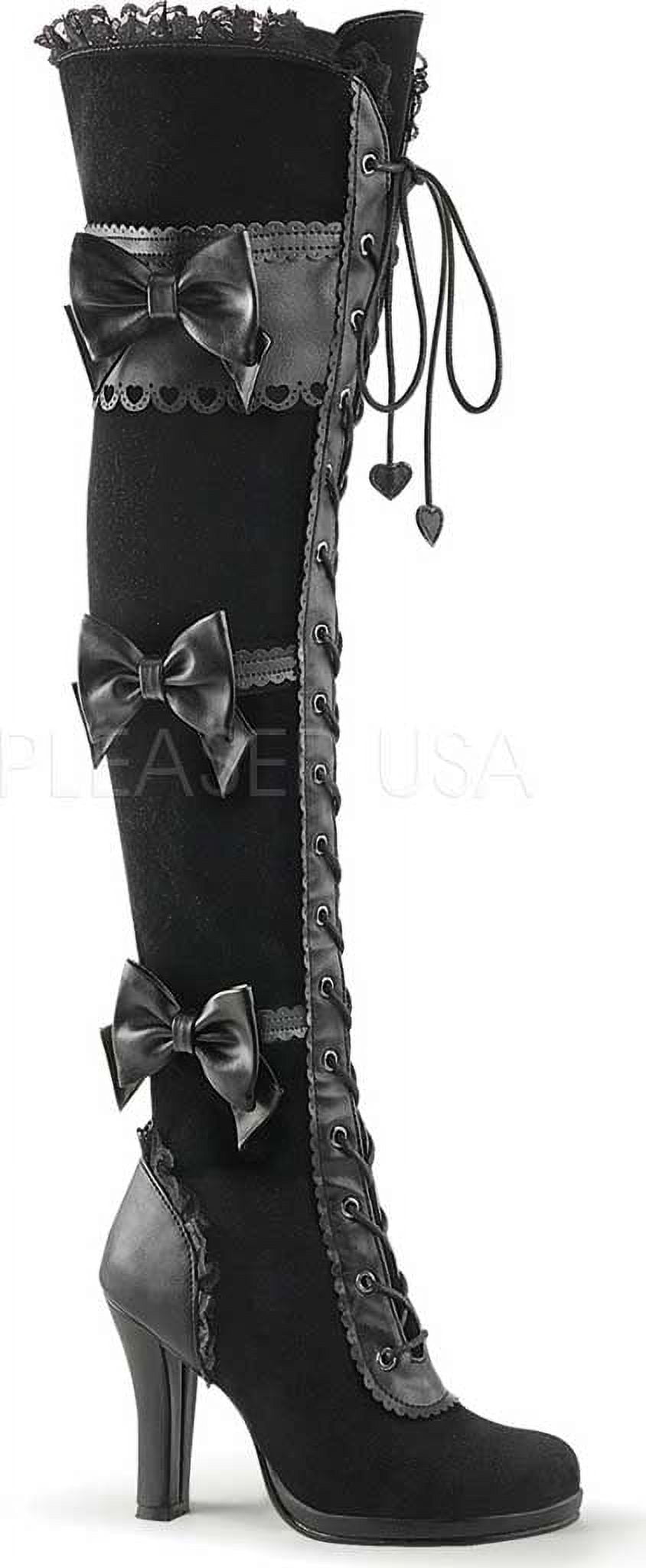 Demonia Women's Glam 300 Goth Lolita Thigh High Over-the-Knee Velvet ...