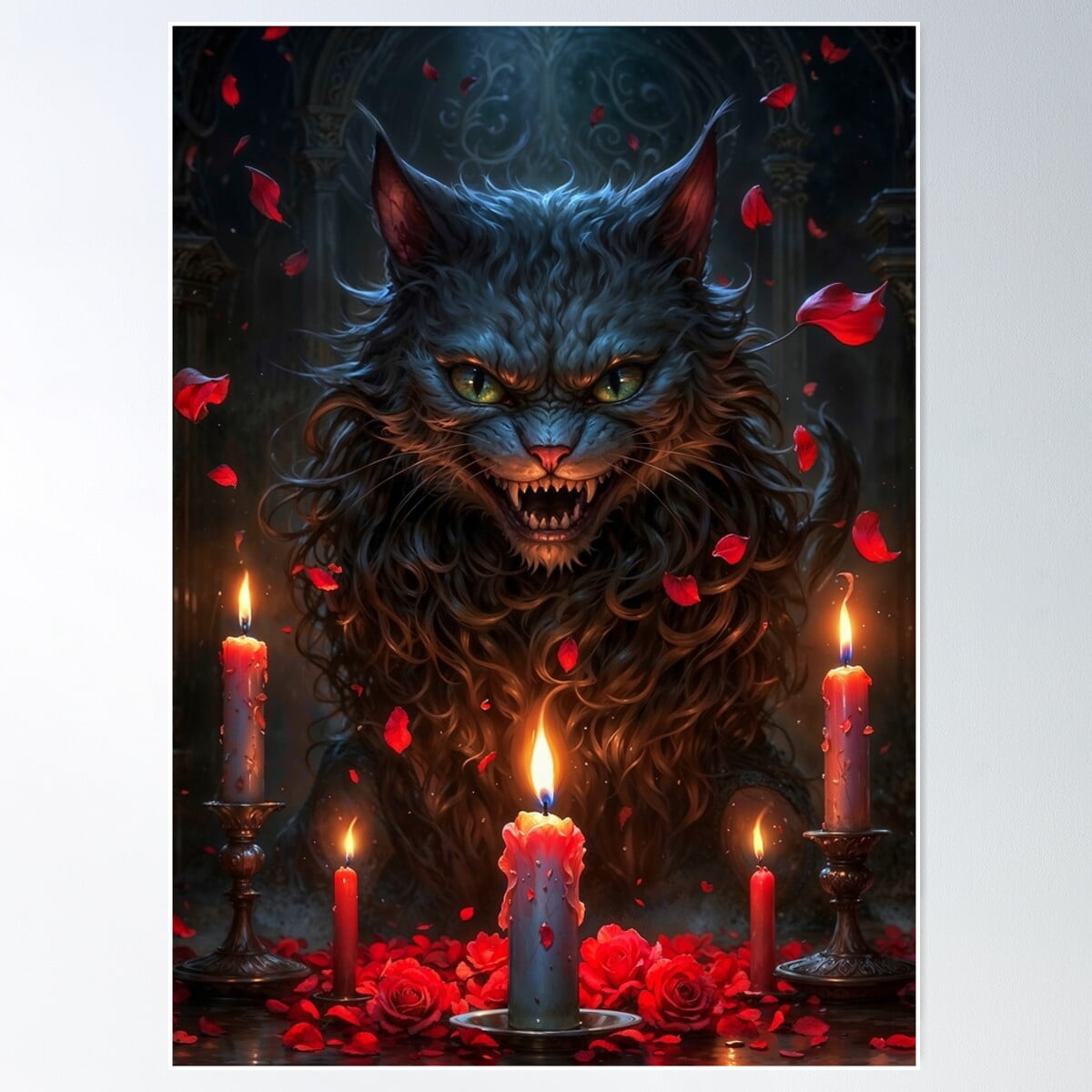 Demonic Witchcraft Cat Poster Wall Art, Modern Wall Decor For Living ...