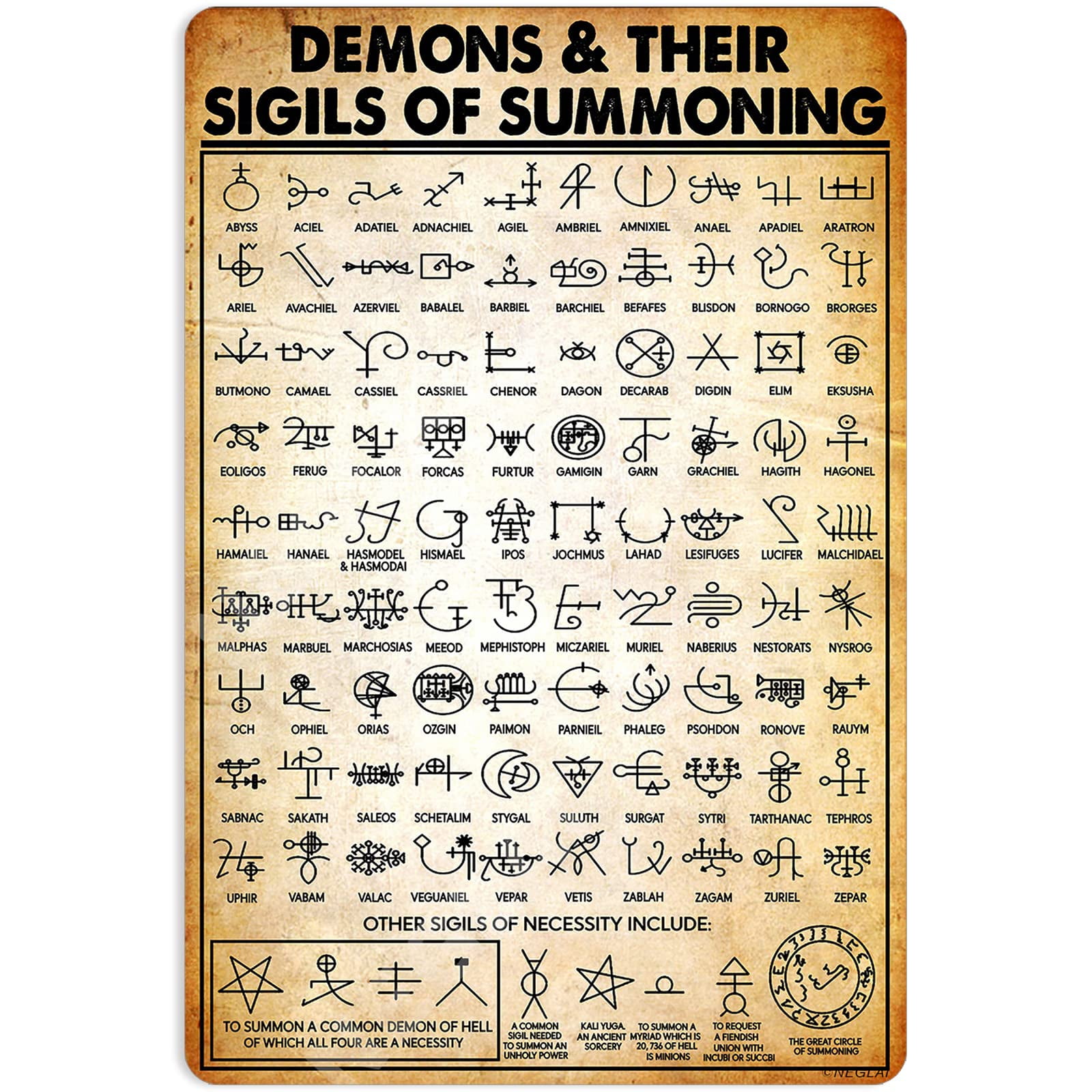 Demons And Their Knowledge Metal Signs Poster, Vintage Decorations Wall ...