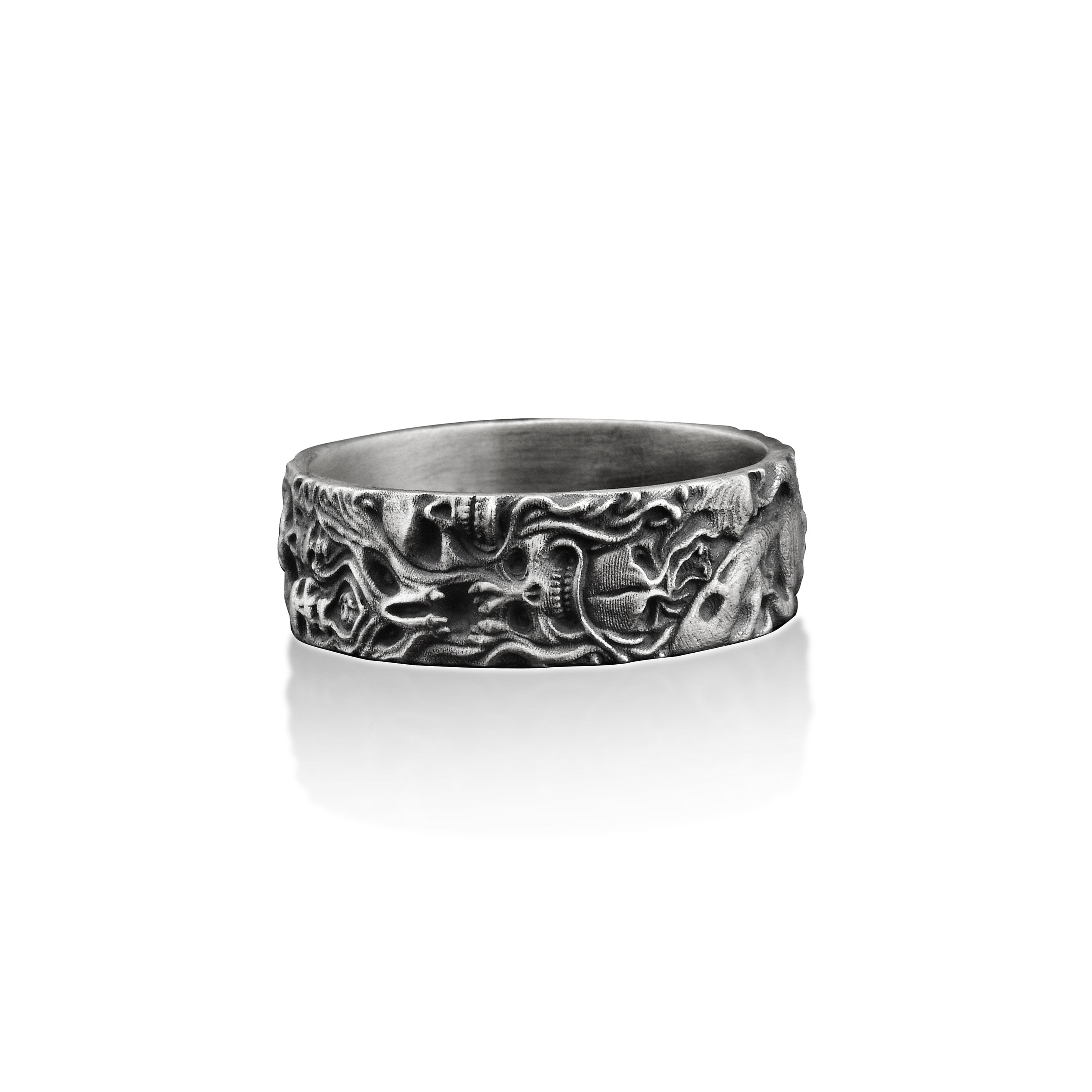 Demons Handmade Sterling Silver Men Band Ring, Lucifer Stackable Biker ...